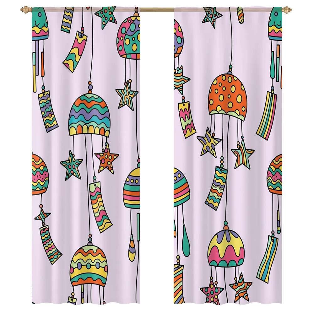 Colorful Jellyfish Wind Chimes Tulle Curtains For Living Room Chiffon ...