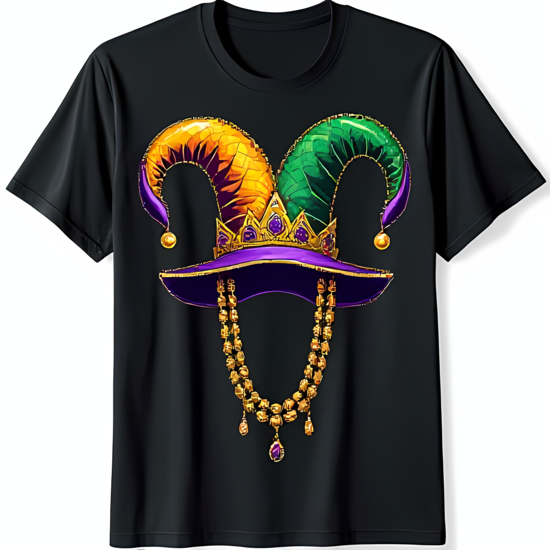 Colorful Jester Hat & Gold Black T-Shirt for Mardi Gras - Walmart.com