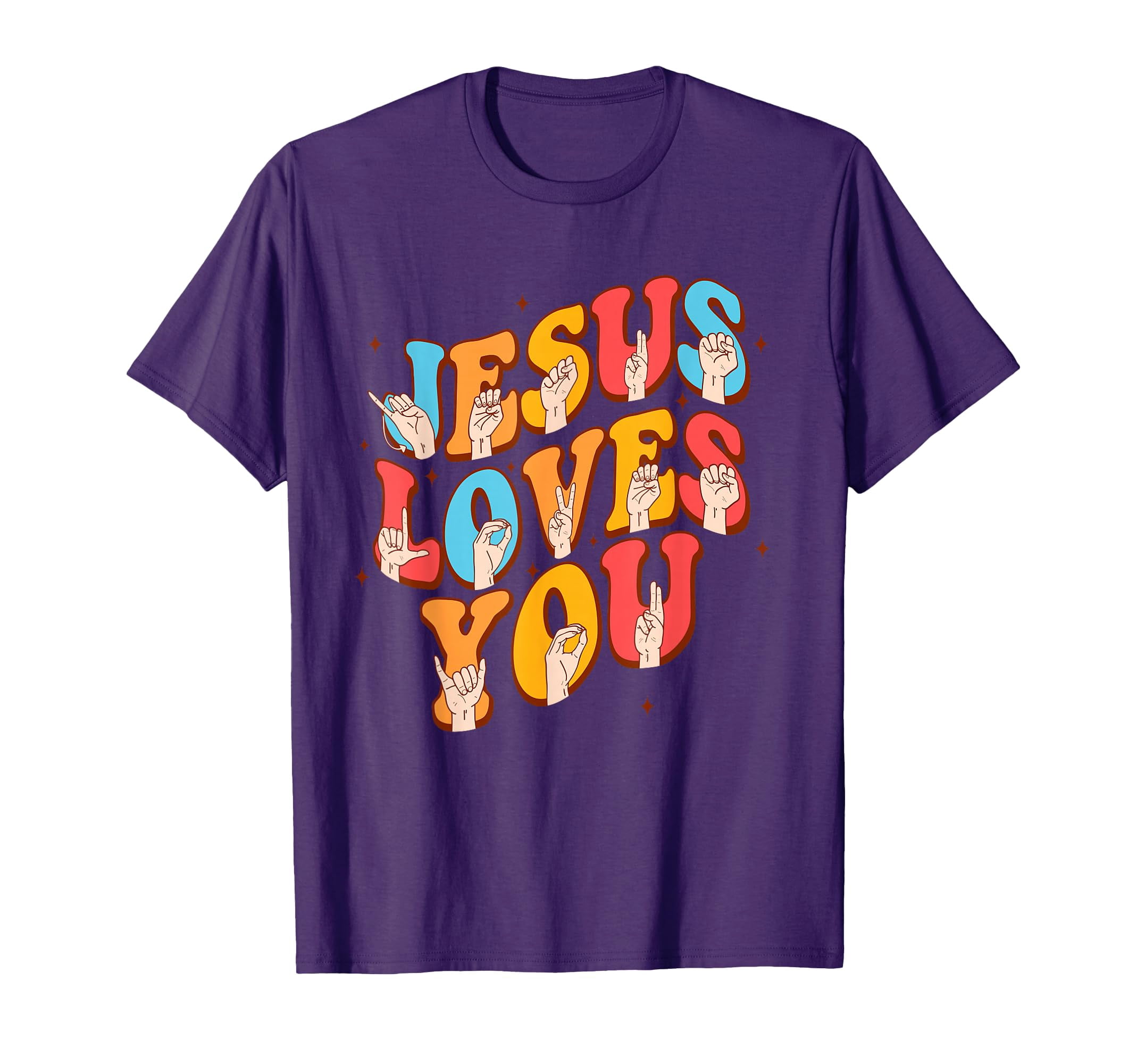 Colorful Jesus Sign Language T-Shirt - Spread Love with 'JESUS LOVES ...