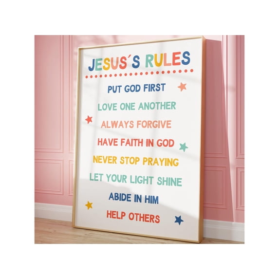 Colorful Jesus Teaching Art Christian Classroom Rules Sunday School ...