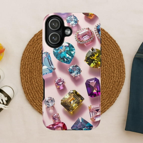 Colorful Jewel Art Tough Phone Case with iPhone 17 to 11 Pro Max ...