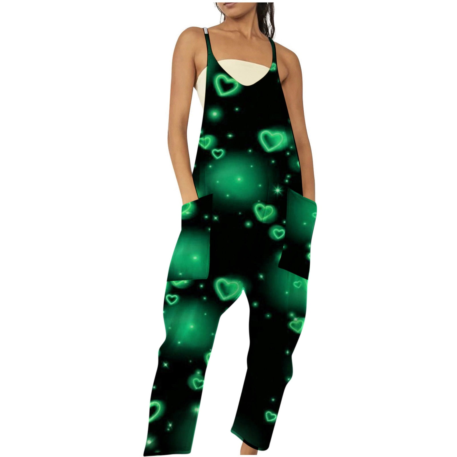Colorful Jumpsuits for Women Fall Summer Heart Lover Graphic Loose Fit ...