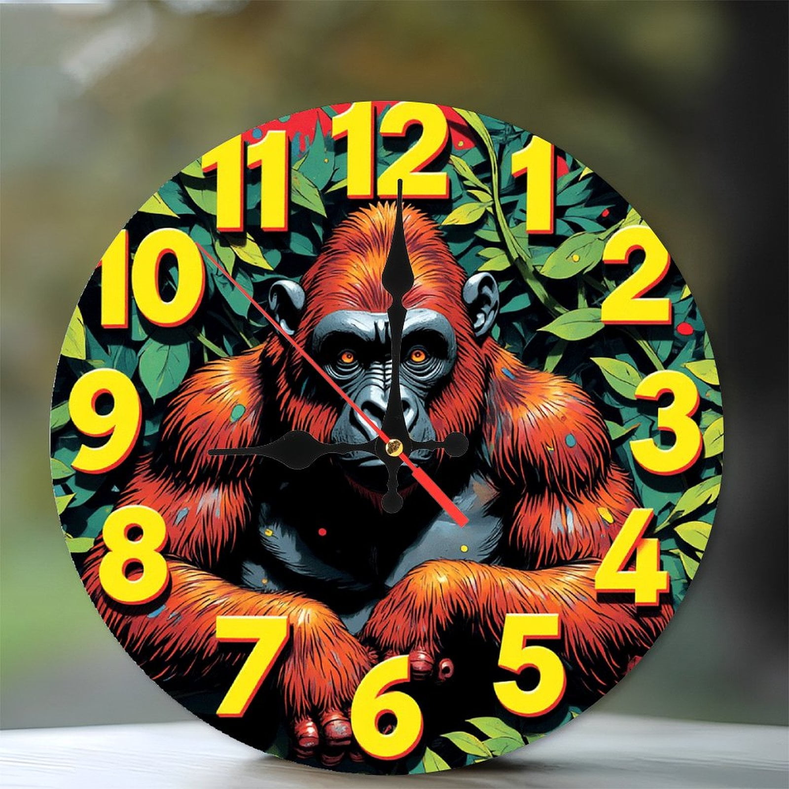 Colorful Jungle Animal Wall Clock for Home Decor 10-Inch Silent Wooden ...