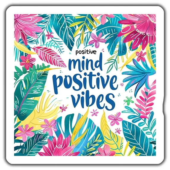 Colorful Jungle Positive Vibes Sticker, Motivational Mind Sticker ...