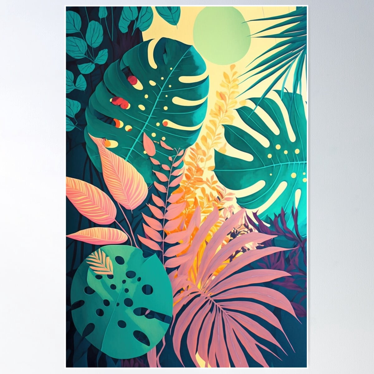 Colorful Jungle Poster Wall Art, Modern Wall Decor For Living Room ...