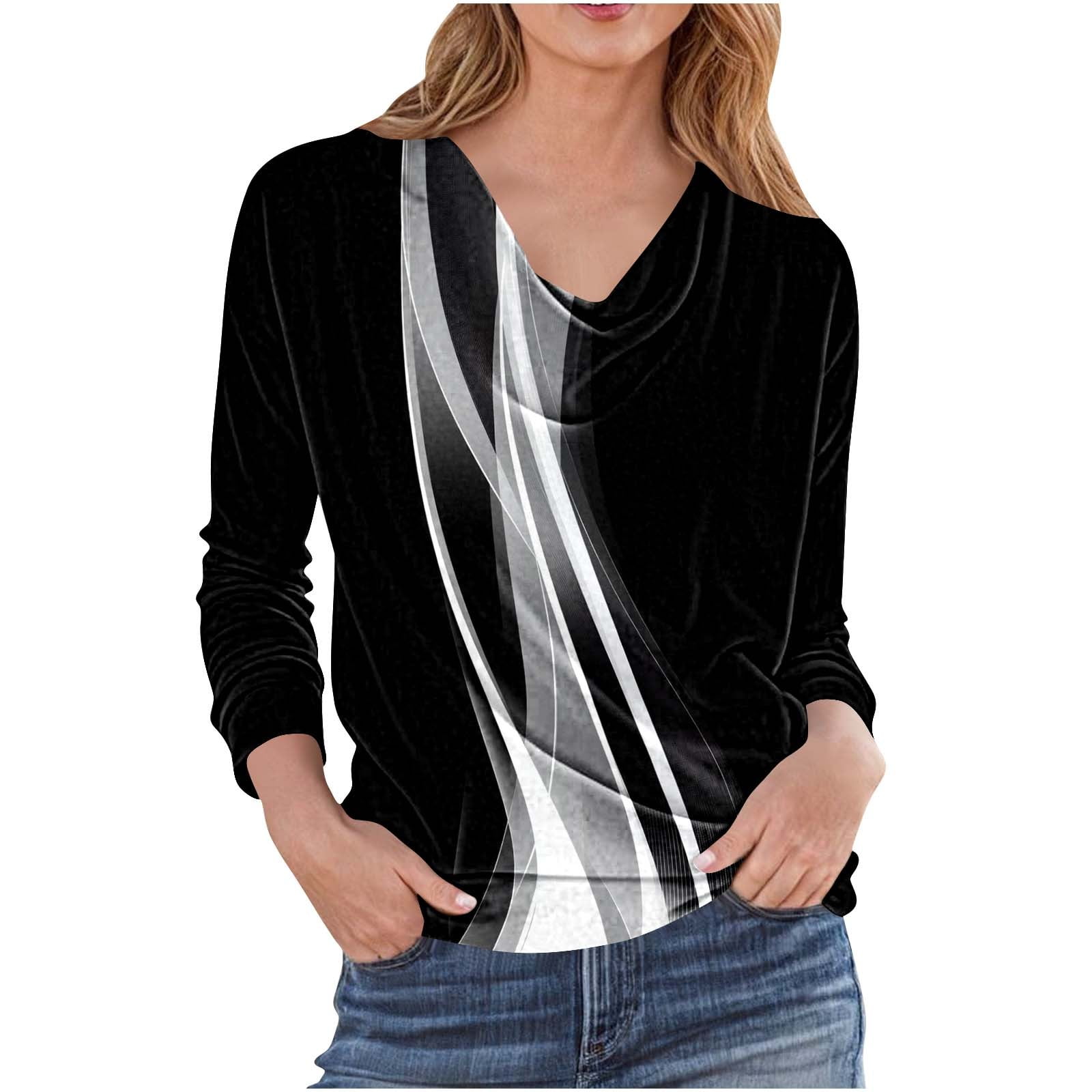 Colorful Juniors Ruched Tshirts Graphic Loose Fit Tops Tee for Women ...