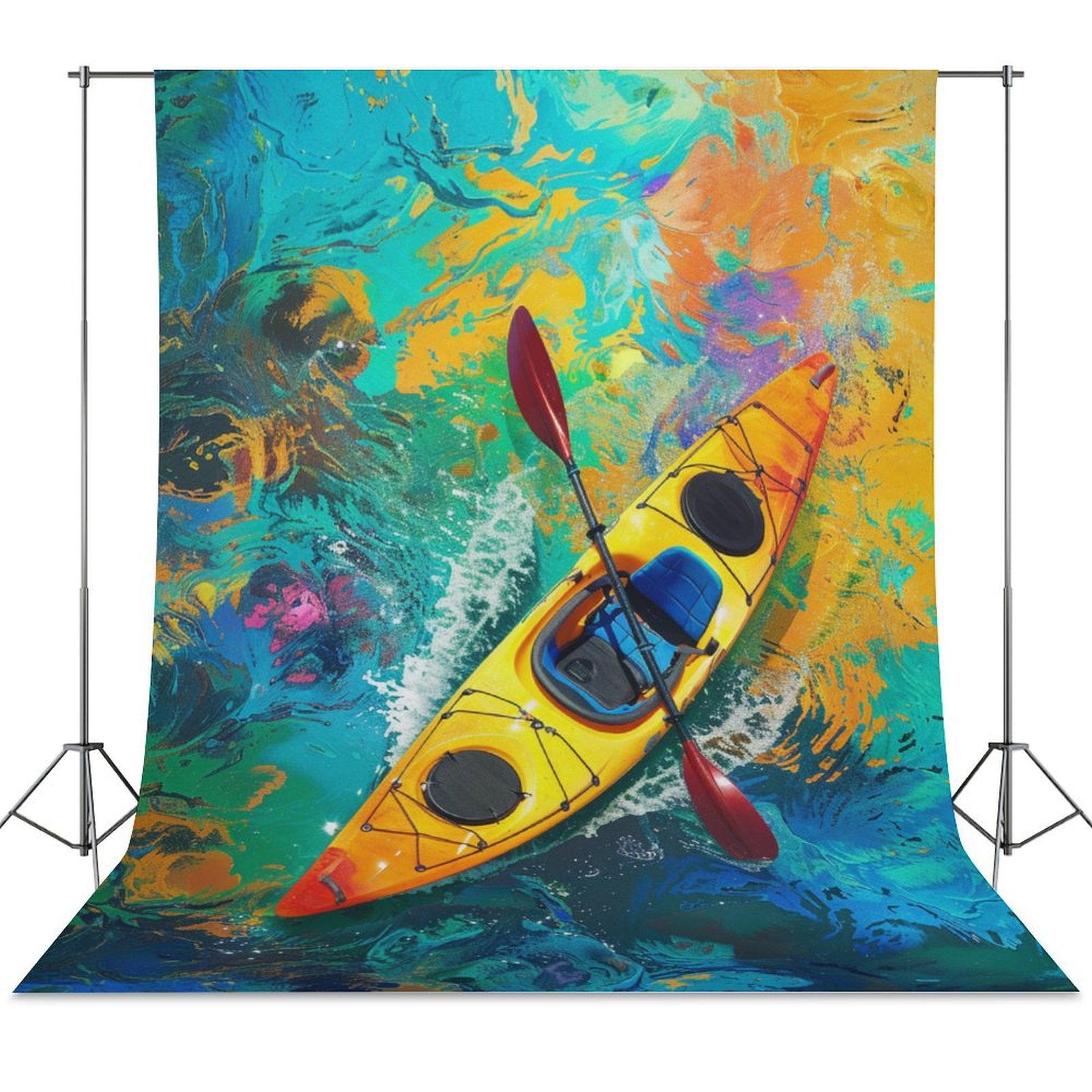 Colorful Kayaks Glide Across The Lake Backdrop Background for ...