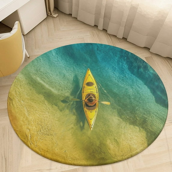 Colorful Kayaks Glide Across The Lake Soft Bedroom Round Area Rug ...