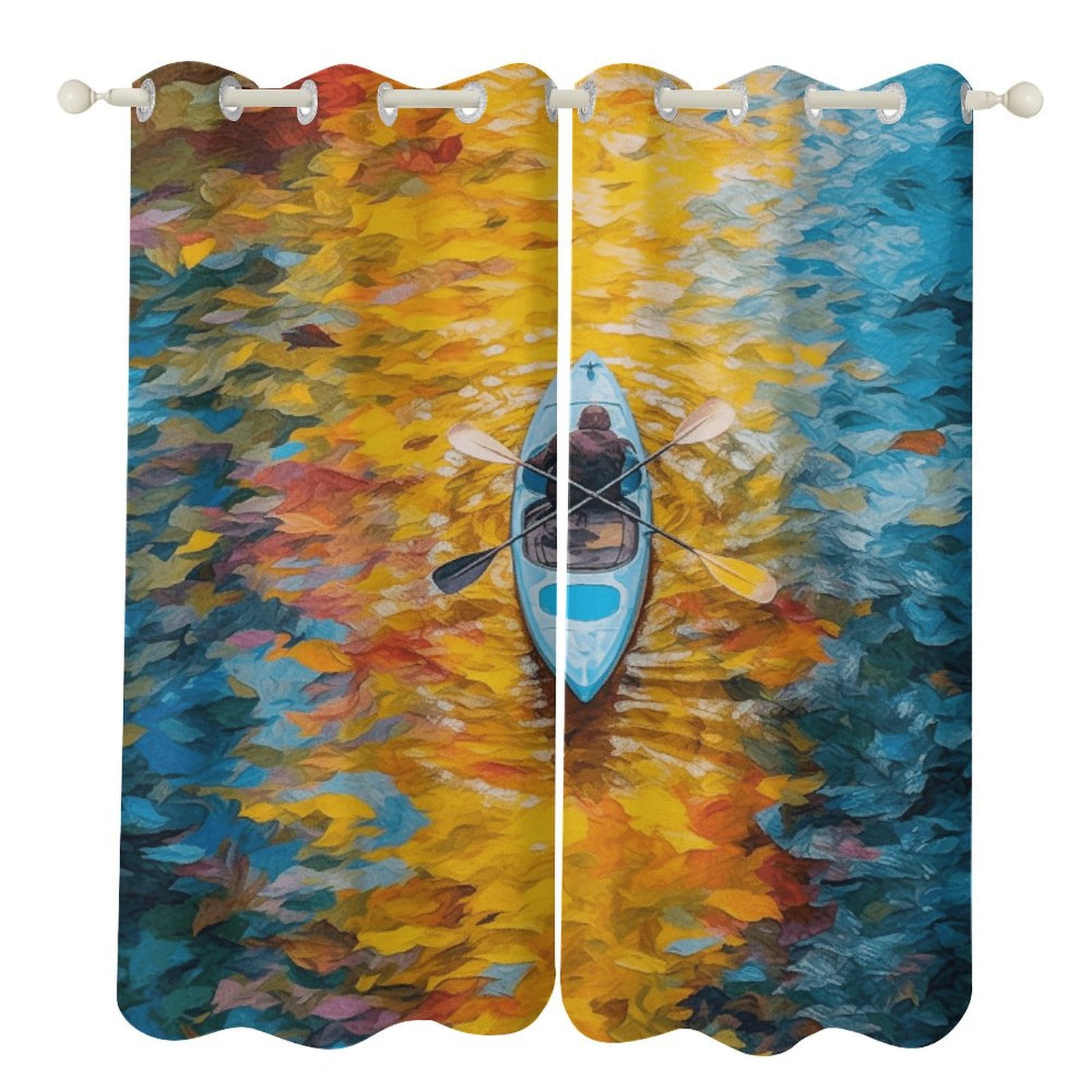 Colorful Kayaks Glide Across The Lake Curtains Aesthetic Envrionmental ...