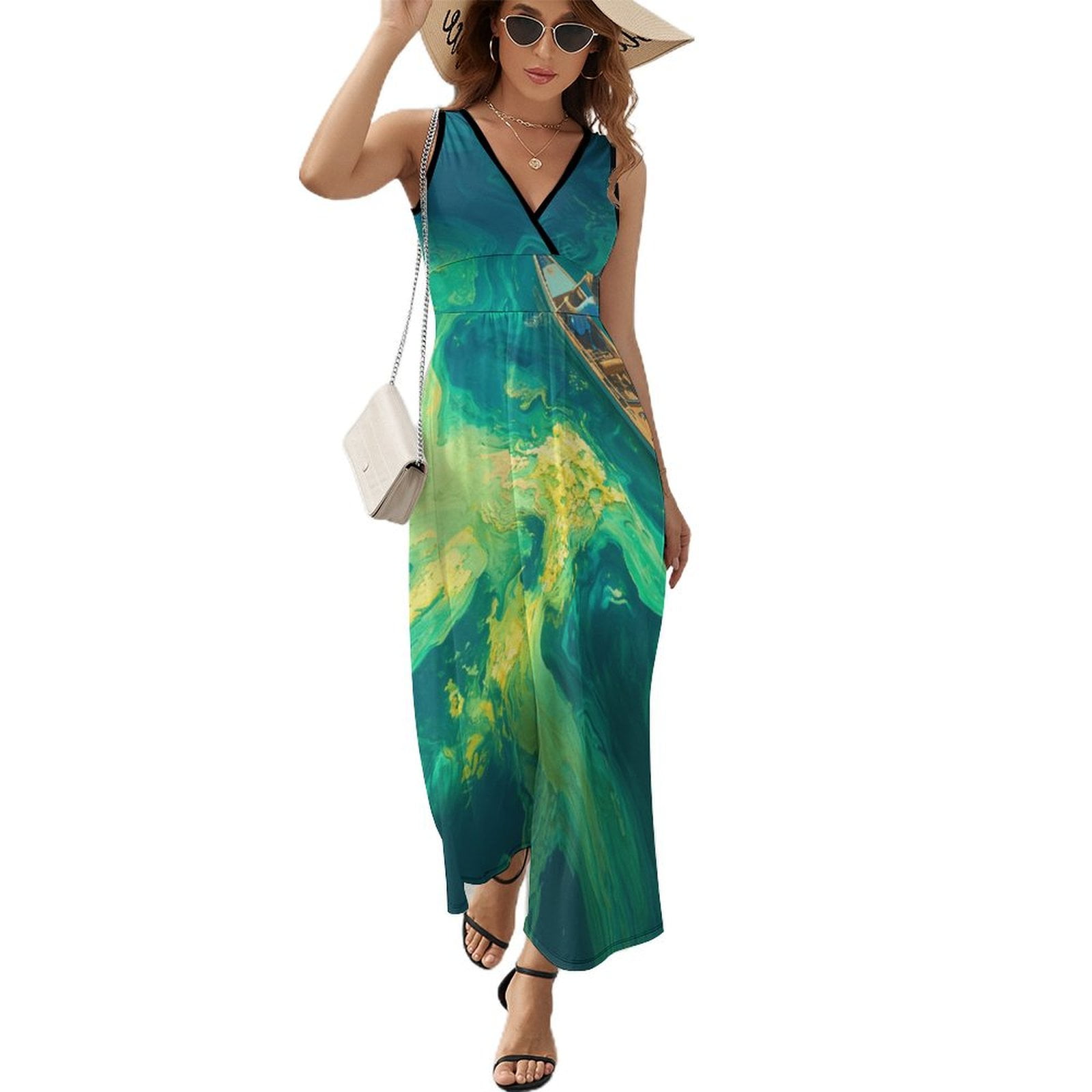 Colorful Kayaks Glide Across The Lake Sleeveless Dress Female Clothing ...