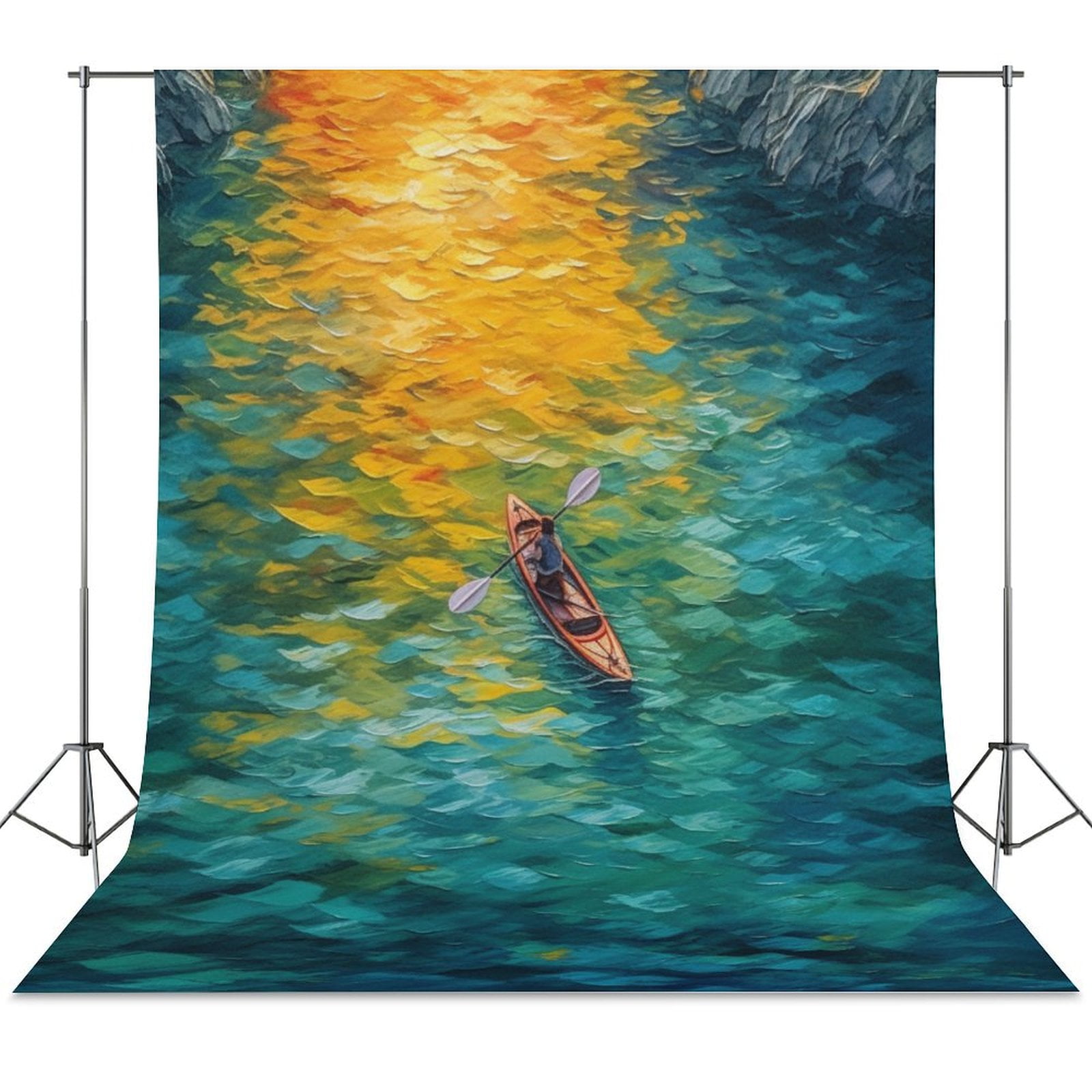 Colorful Kayaks Glide Across The Lake Spring Backdrop Backdrops for ...