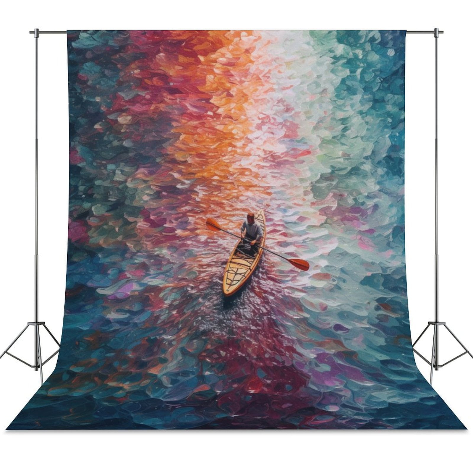 Colorful Kayaks Glide Across The Lake Spring Backdrop Backdrops for ...