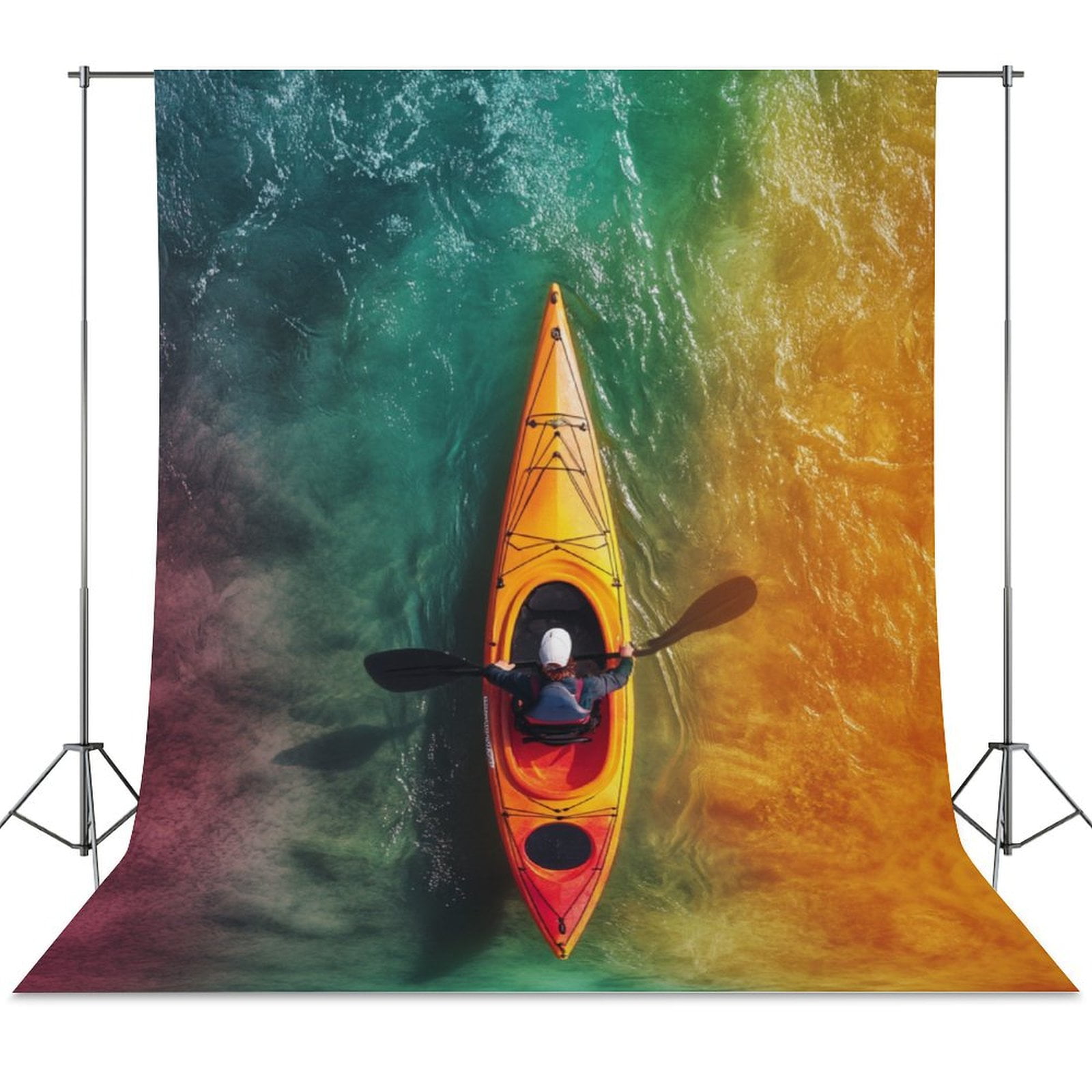 Colorful Kayaks Glide Across The Lake Spring Wall Backdrop Background ...