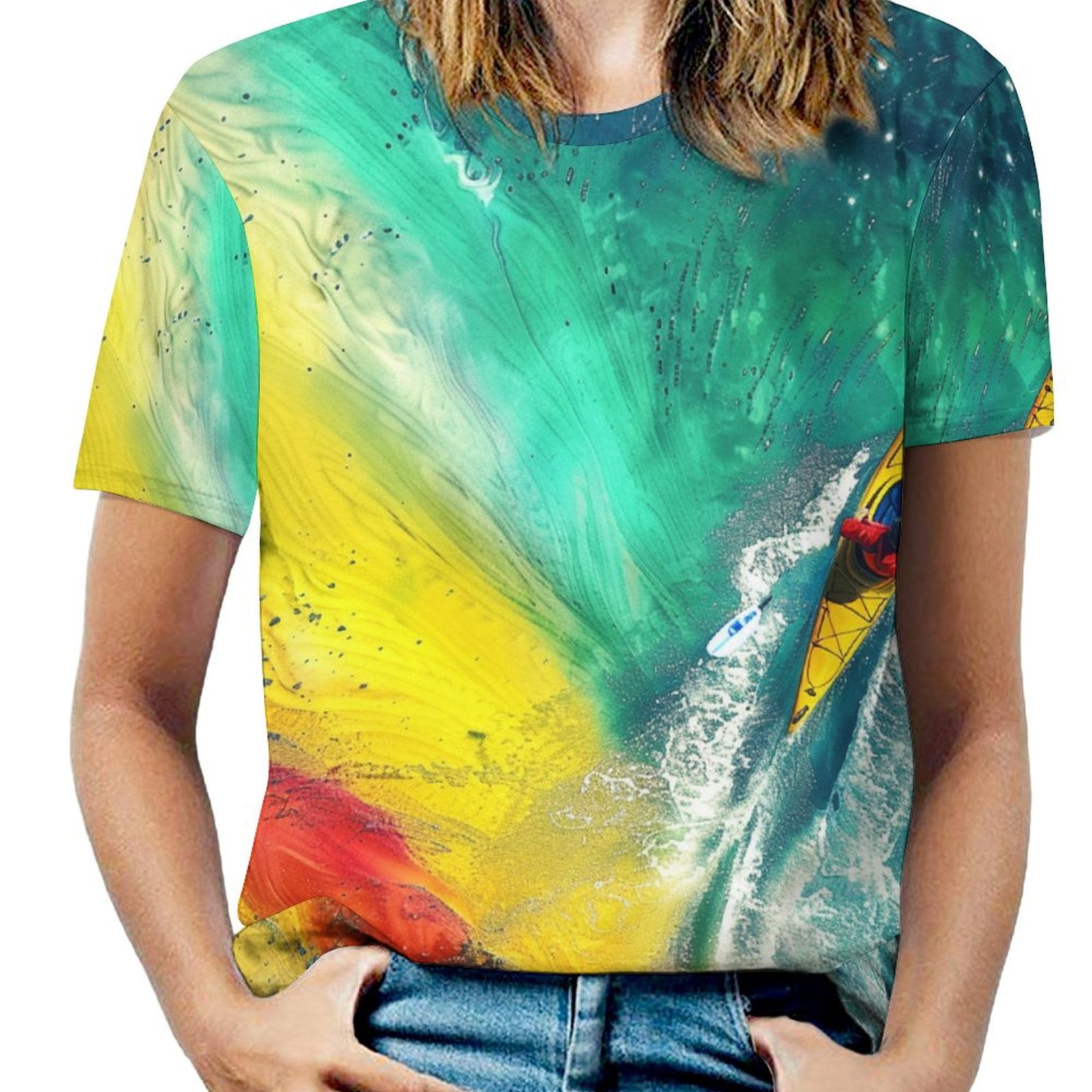 Colorful Kayaks Glide Across The Lake T Shirts Basic T-Shirt Short ...
