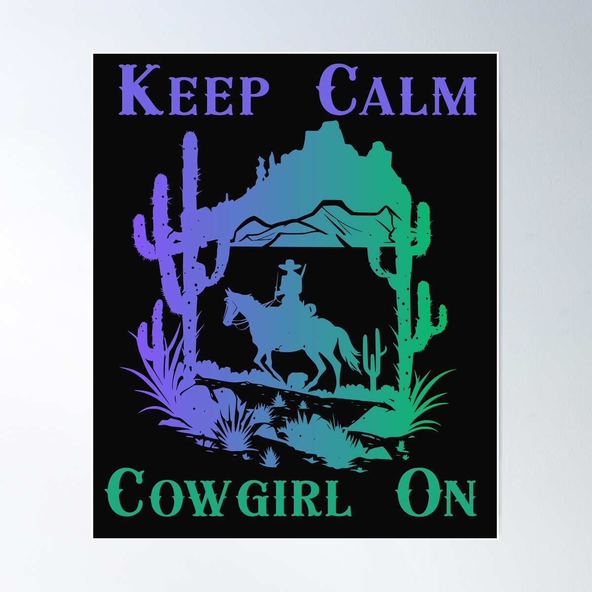 Colorful Keep Calm And Cowgirl On Design Poster Wall Art, Modern Wall ...
