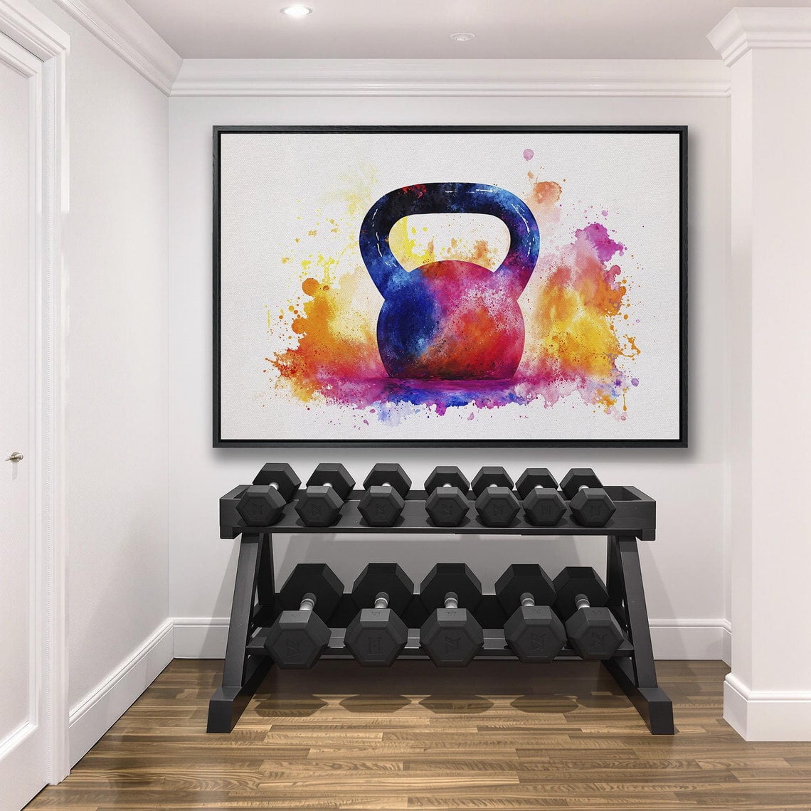 Colorful Kettlebell Art, Fitness Print, Sports Wall Art, Vibrant Gym ...