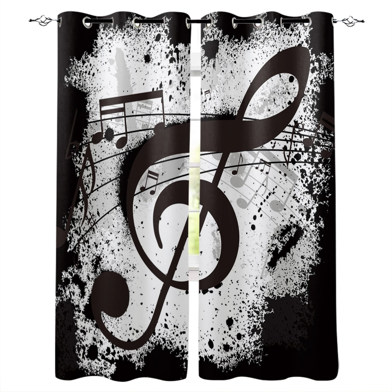 Violin On Sheet Music Window Curtains for Living Room Bedroom Kitchen ...