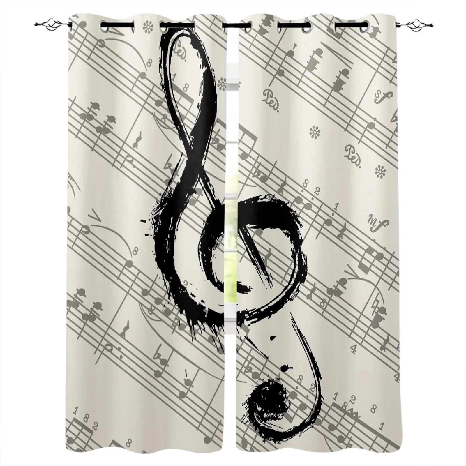 Colorful Keyboard Music Art Window Curtains For Living Room Kitchen ...