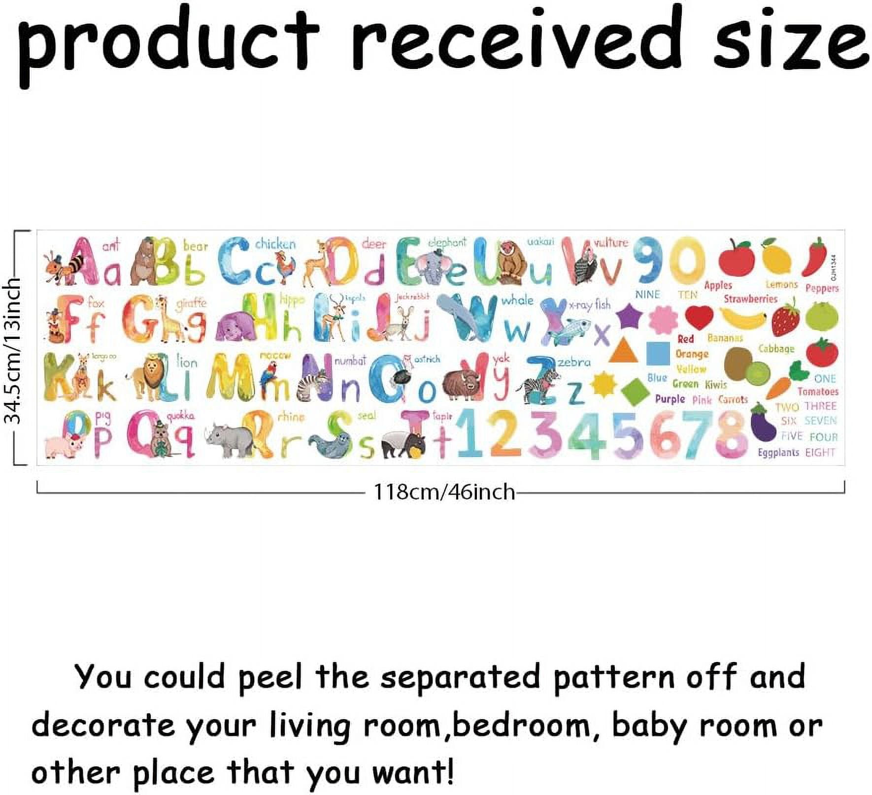 Colorful Kids Alphabet Wall Decals Educational Animal Number Wall ...