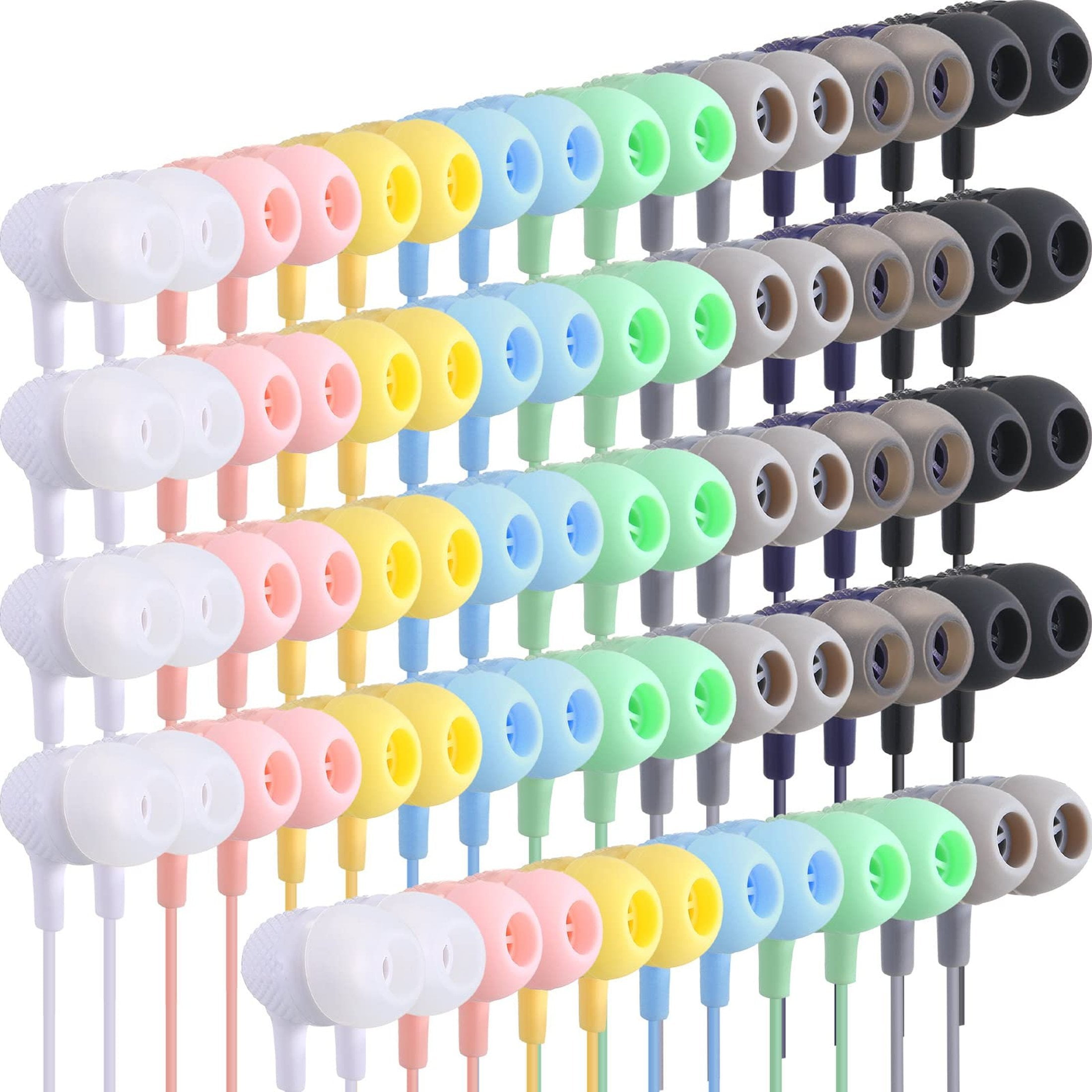 Colorful Kids Earbuds Bulk Pack 20 Wired In-Ear Headphones for School ...