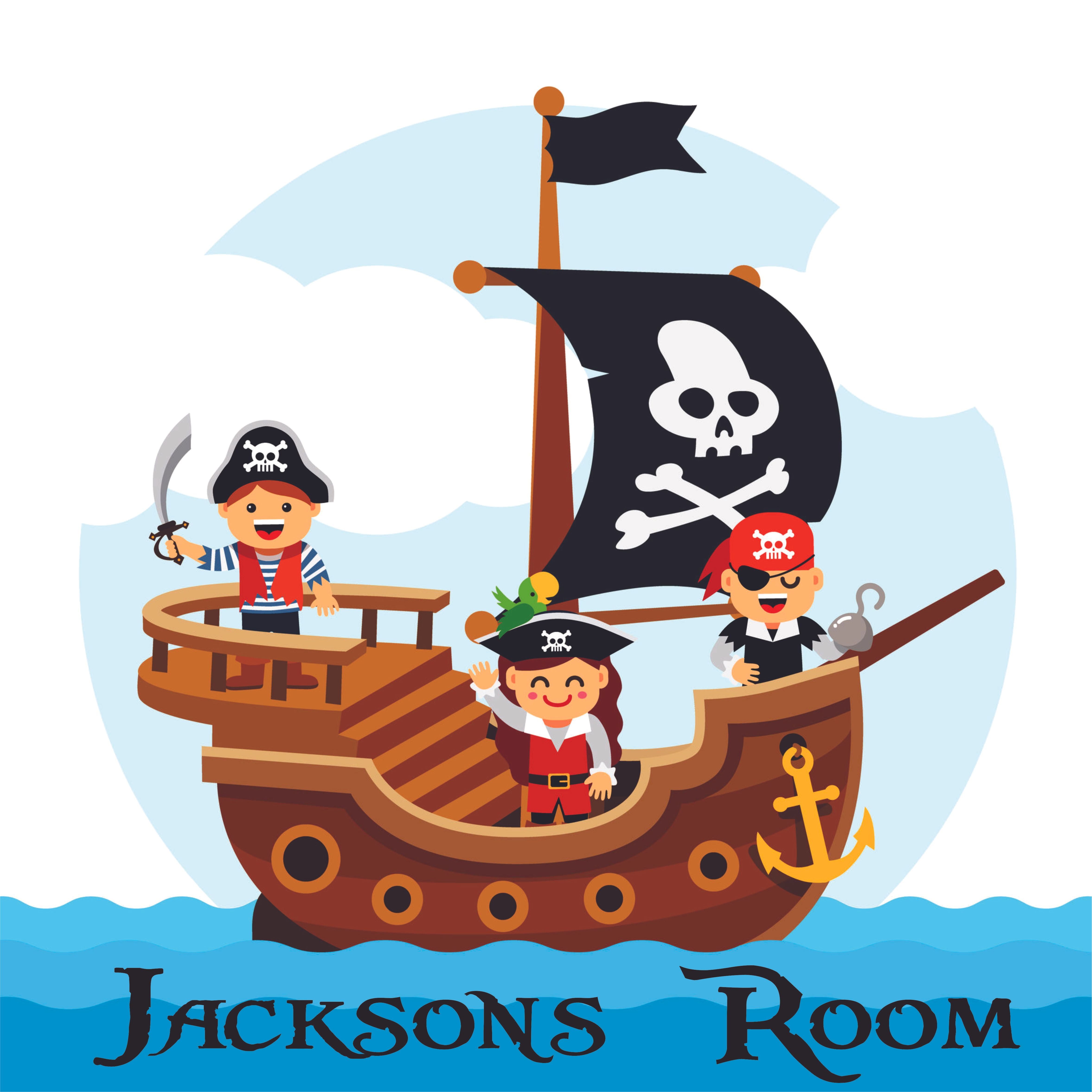 Colorful Kids Personalized Name Custom Names Colorful Pirate Ship Wall ...