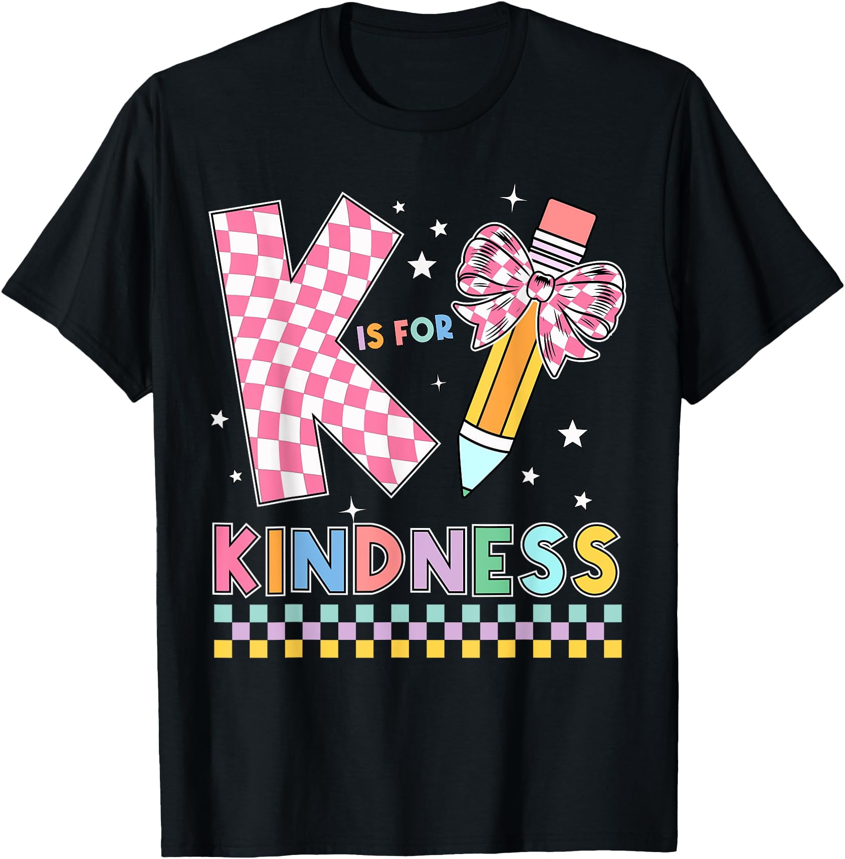 Colorful Kindness Pencil Bow T-Shirt for Promoting Positive Messages ...