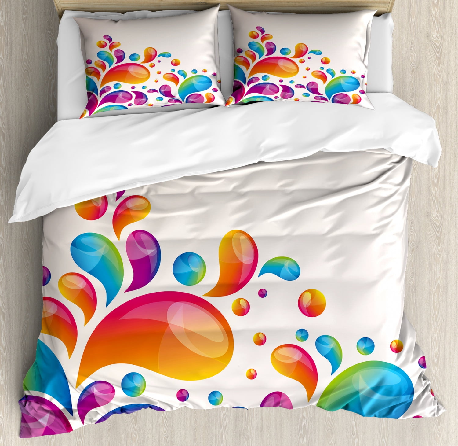 Colorful King Size Duvet Cover Set, Cute Raindrops in Different Size in ...