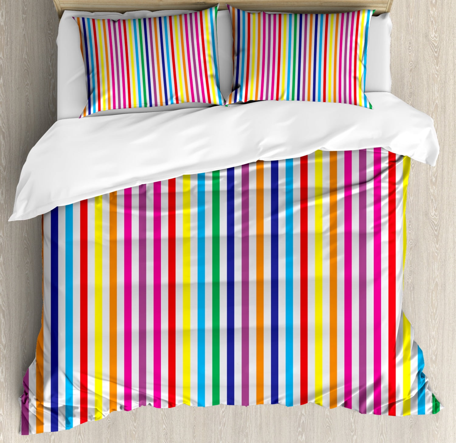 Colorful King Size Duvet Cover Set, Vibrant Rainbow Colored Vertical ...