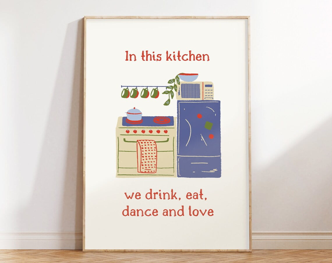 Colorful Kitchen Print, Kitchen Quote Poster, Dining Room Decor, Retro ...