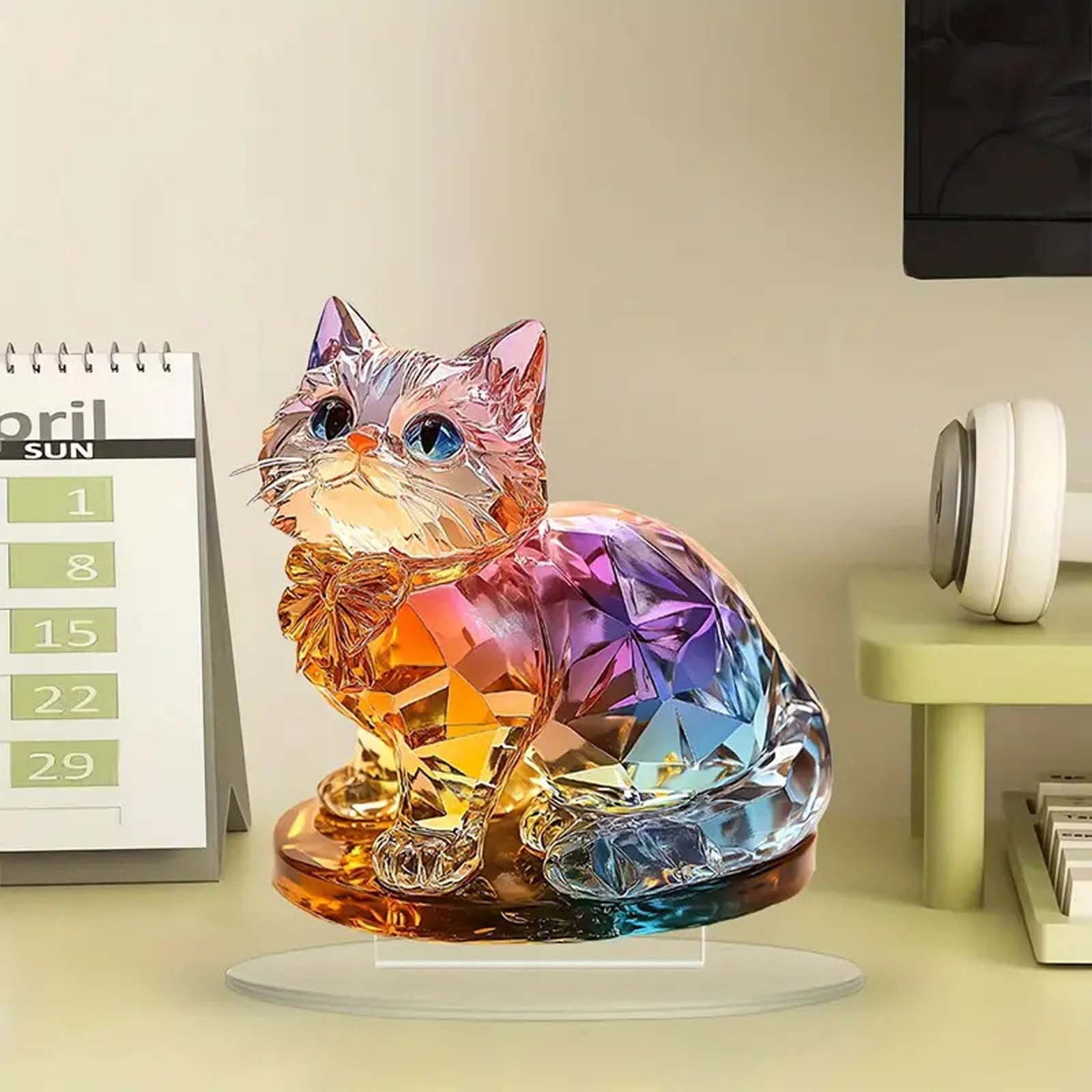 Colorful Kitten Desktop Standing Decoration, Acrylic Decorative Sign ...