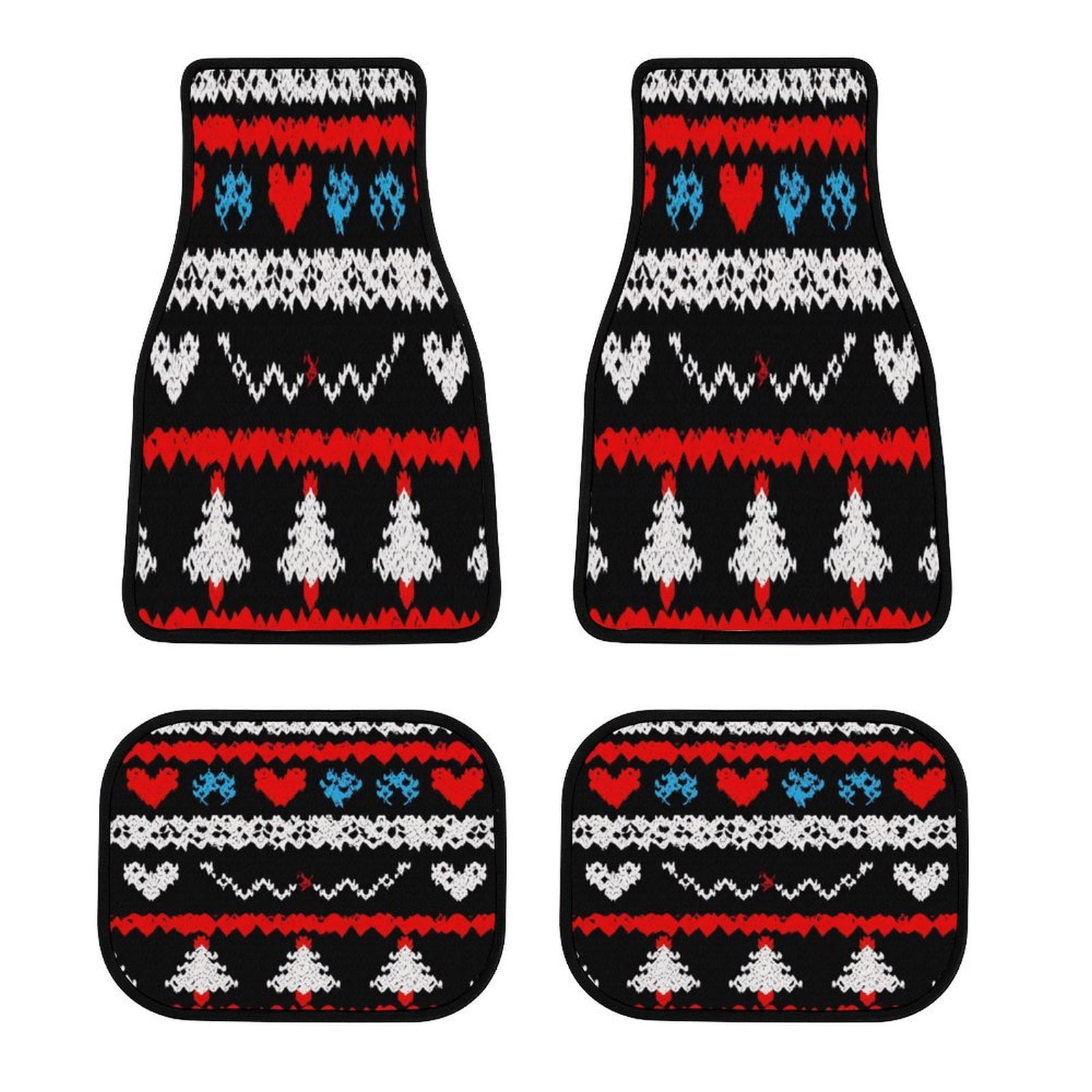 Colorful Knit Pattern with Hearts And Trees Car Floor Mats Non-Skid ...
