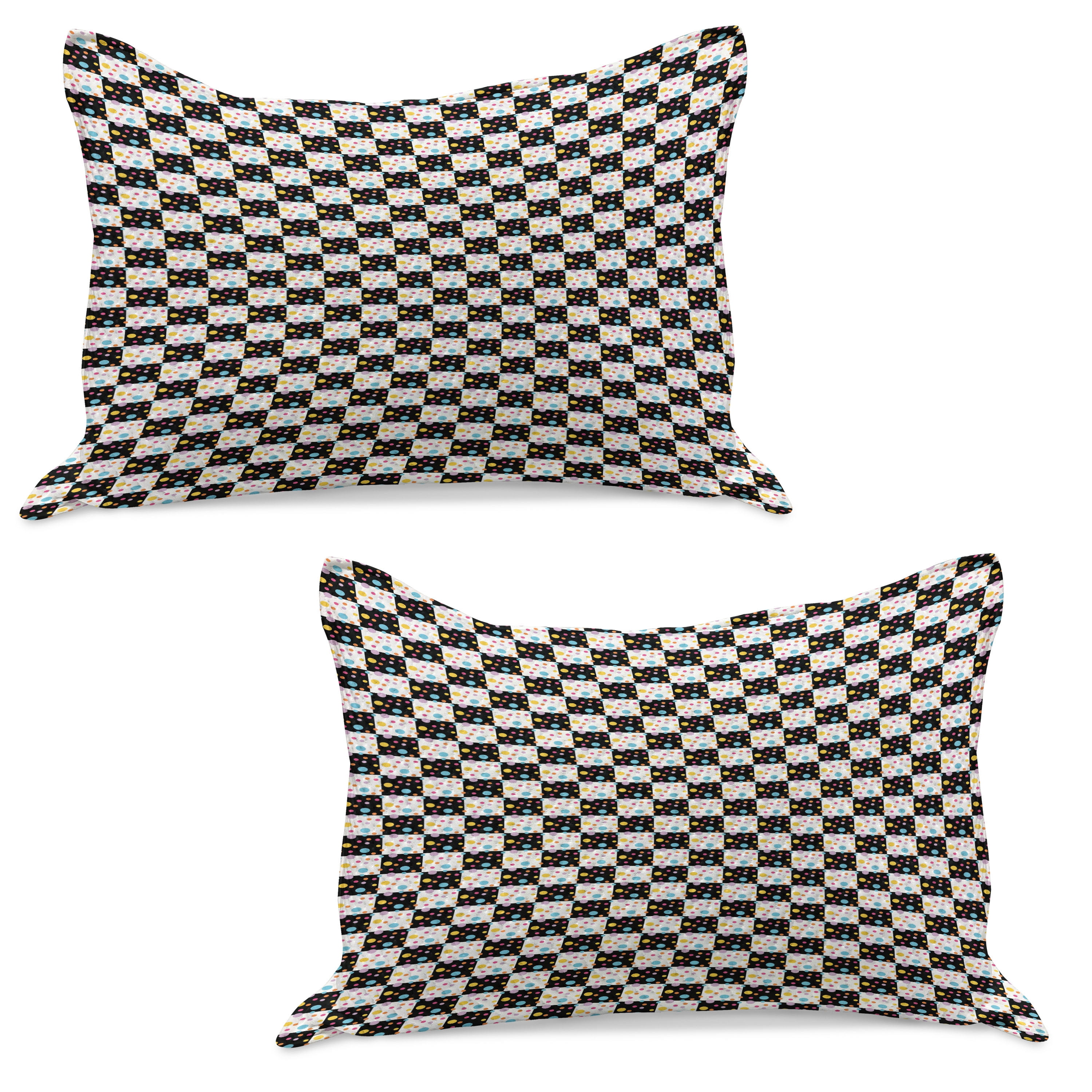Colorful Knitted Quilt Pillowcover Set of 2, Black and White Checkered ...