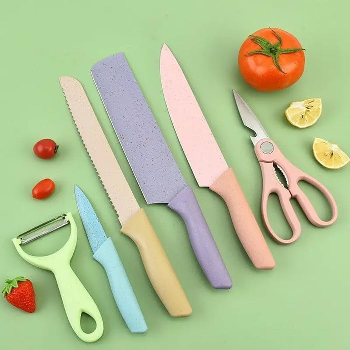 Colorful Knives Set of 6 PCS Professional Carbon Stainless Steel Chefs ...