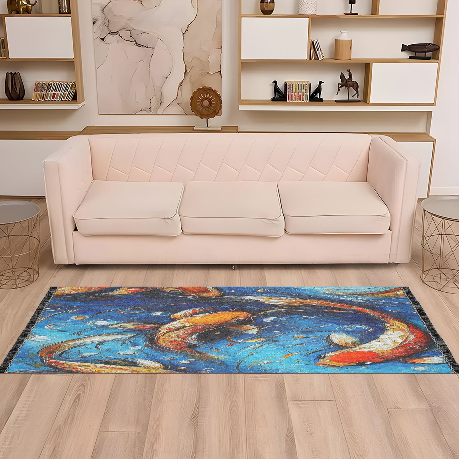 Colorful Koi Fish in Water 72x23.5" Bedroom Runner Rug, Durable and Non ...