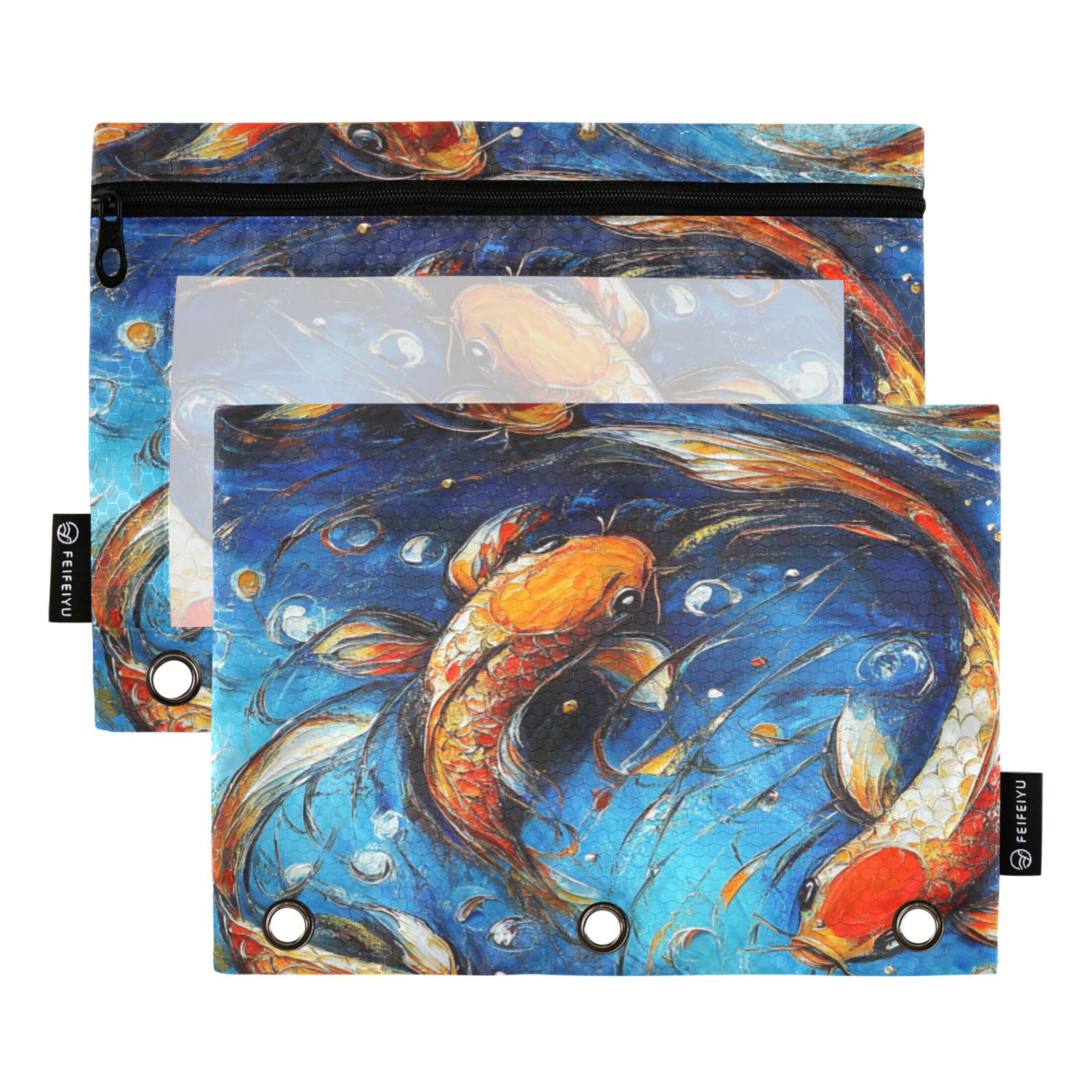 Colorful Koi Fish in Water 9.8x7.1in Water Resistant Binder Pouch, 3 ...