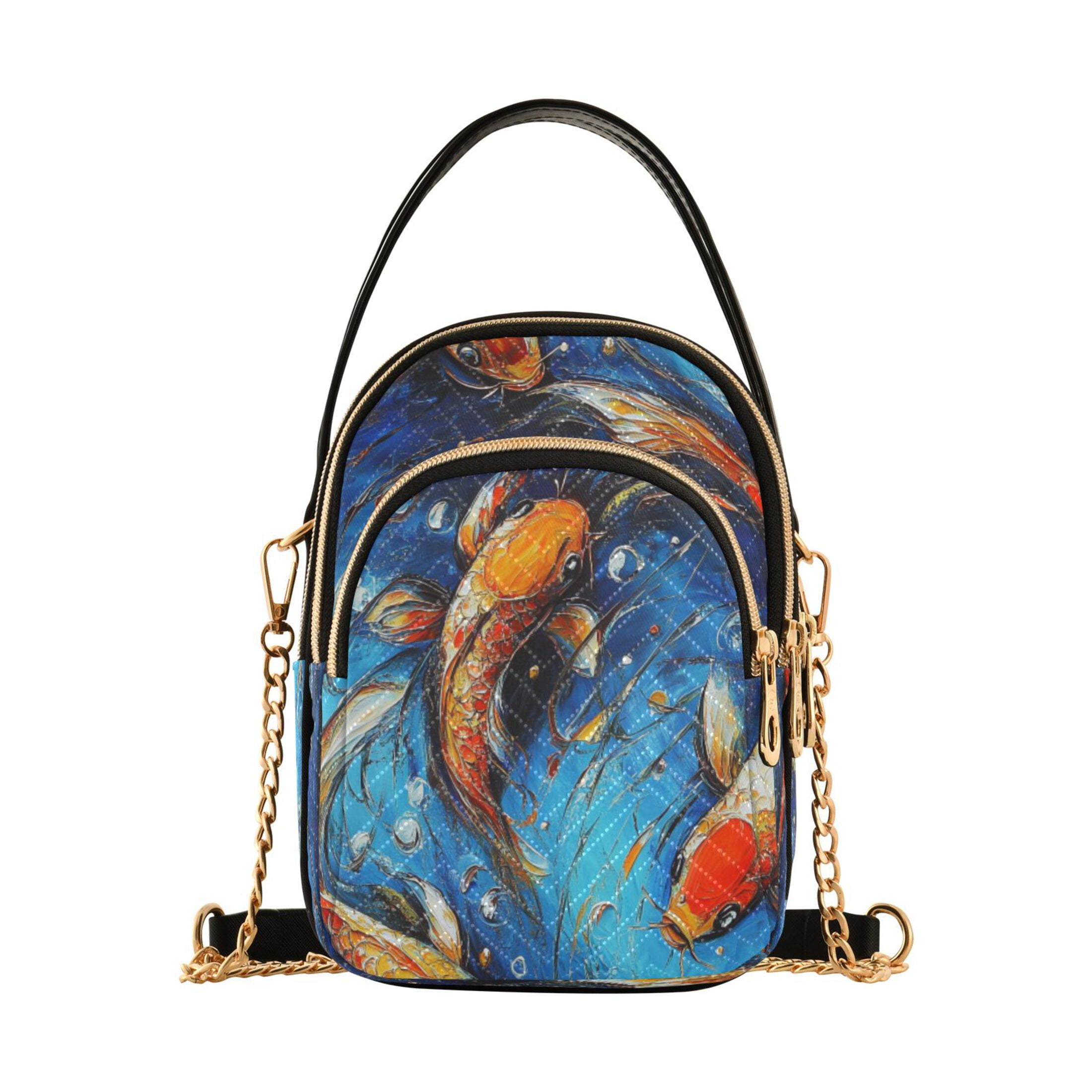 Colorful Koi Fish in Water Women's Crossbody Handbags Leather Crossbody ...