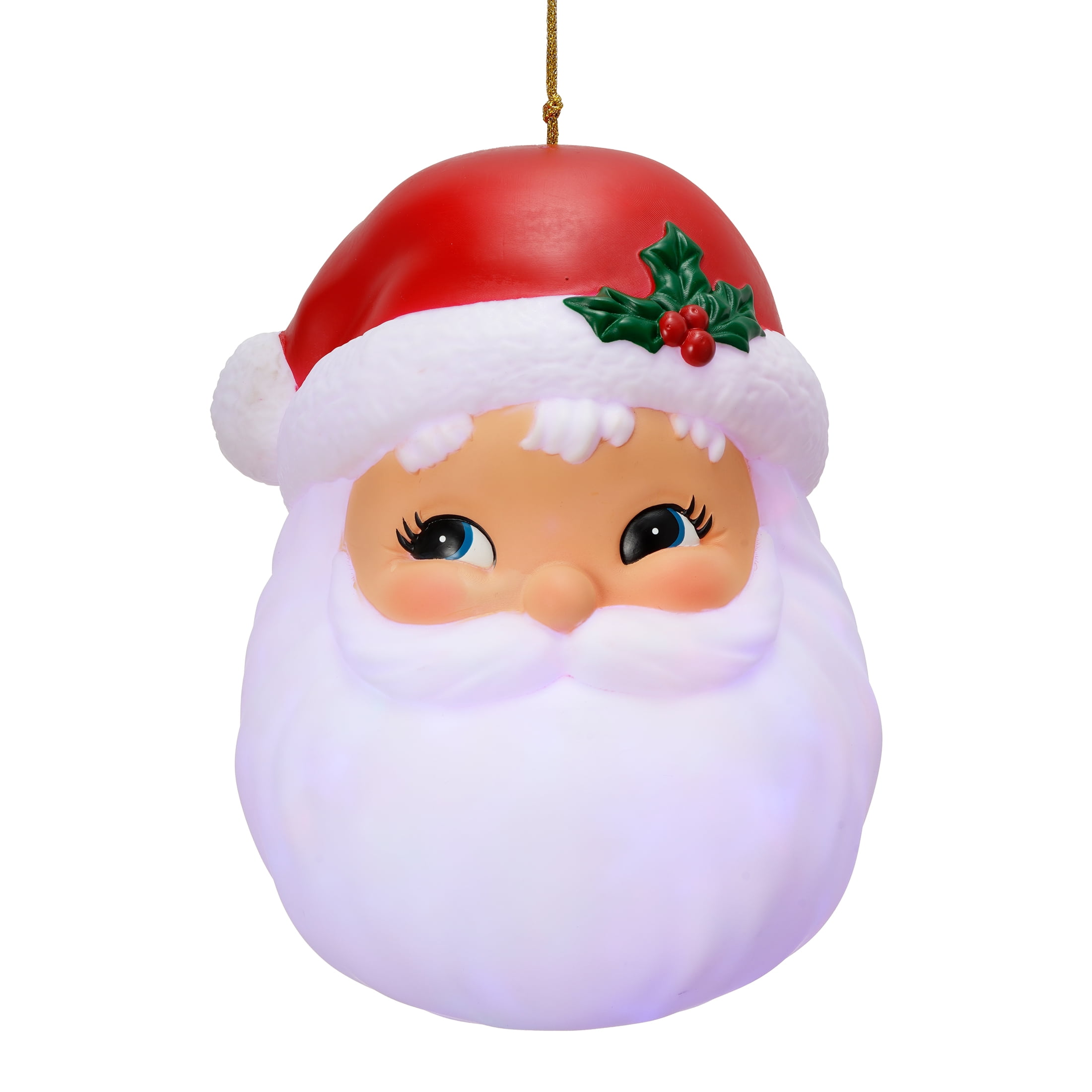 Colorful LED Jumbo Santa Christmas Ornament, 10 in, by Holiday Time ...