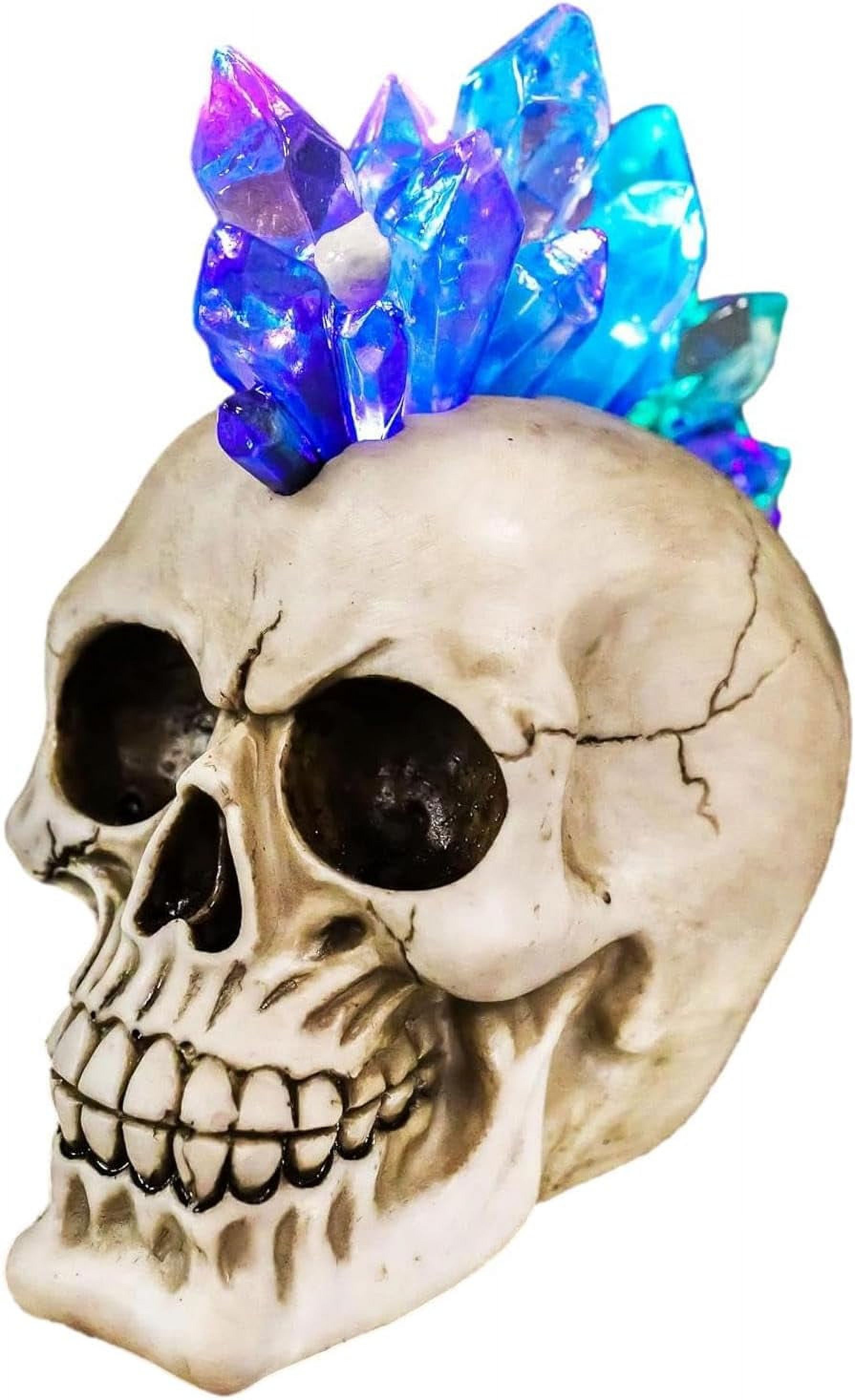 Colorful LED Light Mohawk Crystal Hair Cranium Skull Figurine As ...