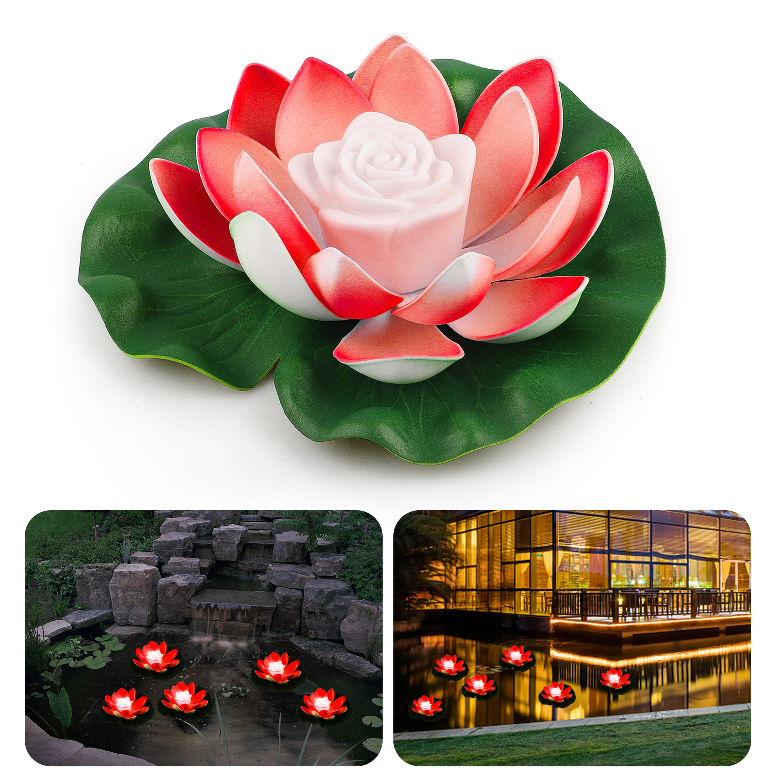 Colorful LED Lotus Flower Light Floating Fountain Pond Garden Pool Lamp Outdoor - Walmart.com