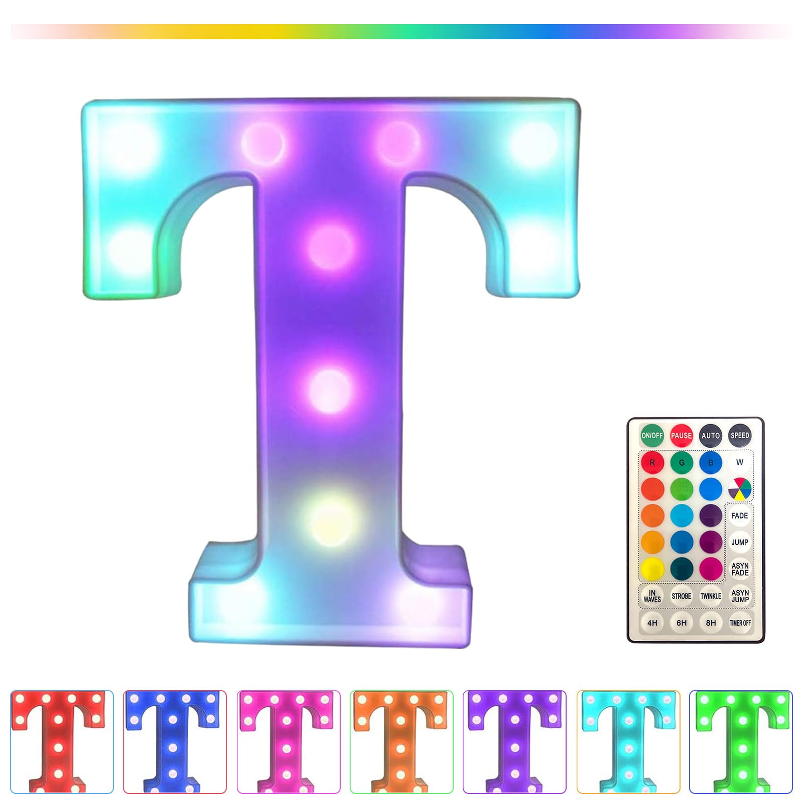 Colorful LED Marquee Letter Lights with Remote Control | 16 Color ...