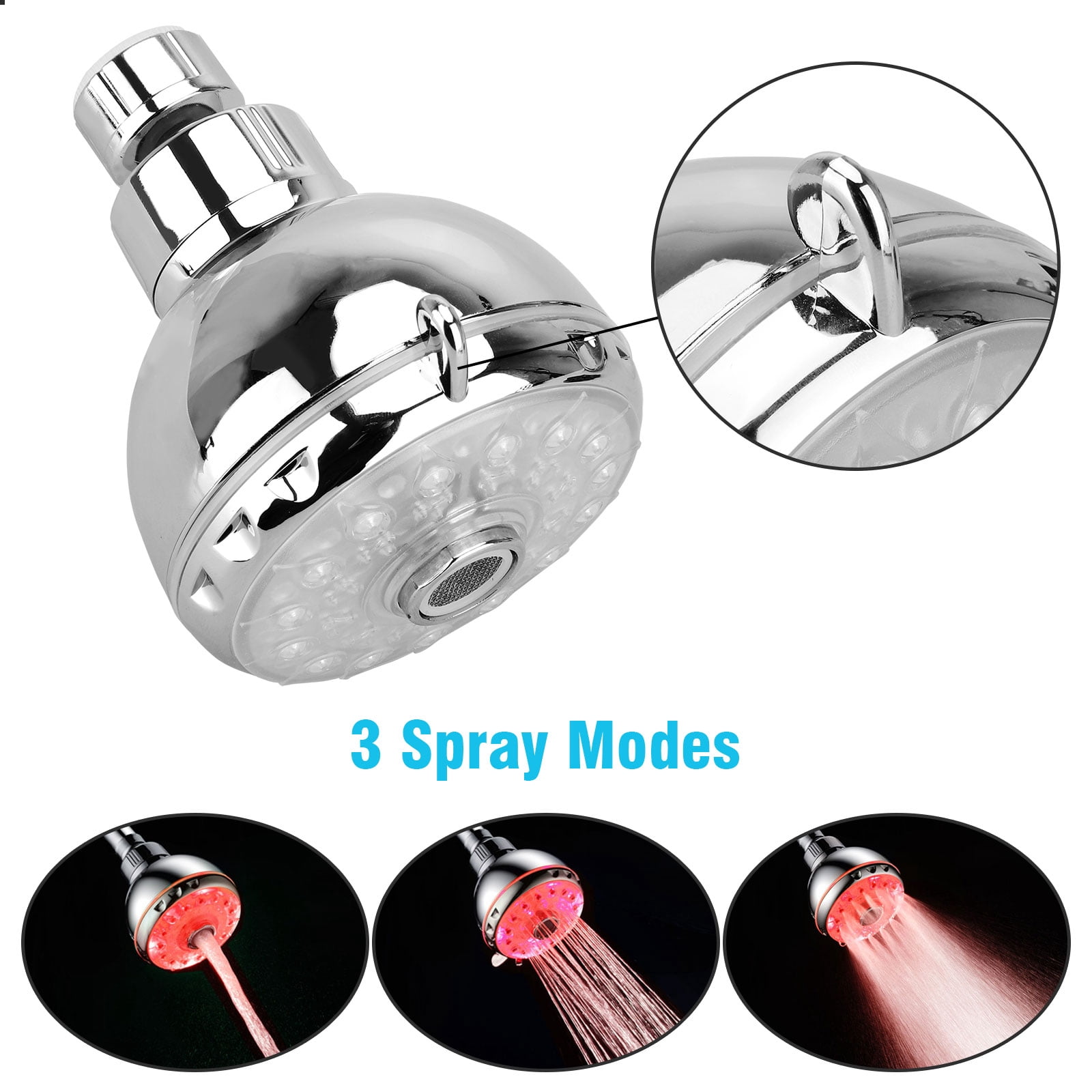 Colorful LED Shower Head, RGB Automatic Changing Light Waterfall Shower ...