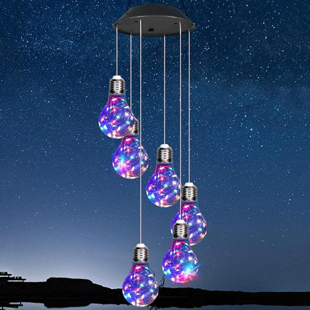 Colorful LED Solar-Powered Light Bulb Wind Chimes Lights – Outdoor ...