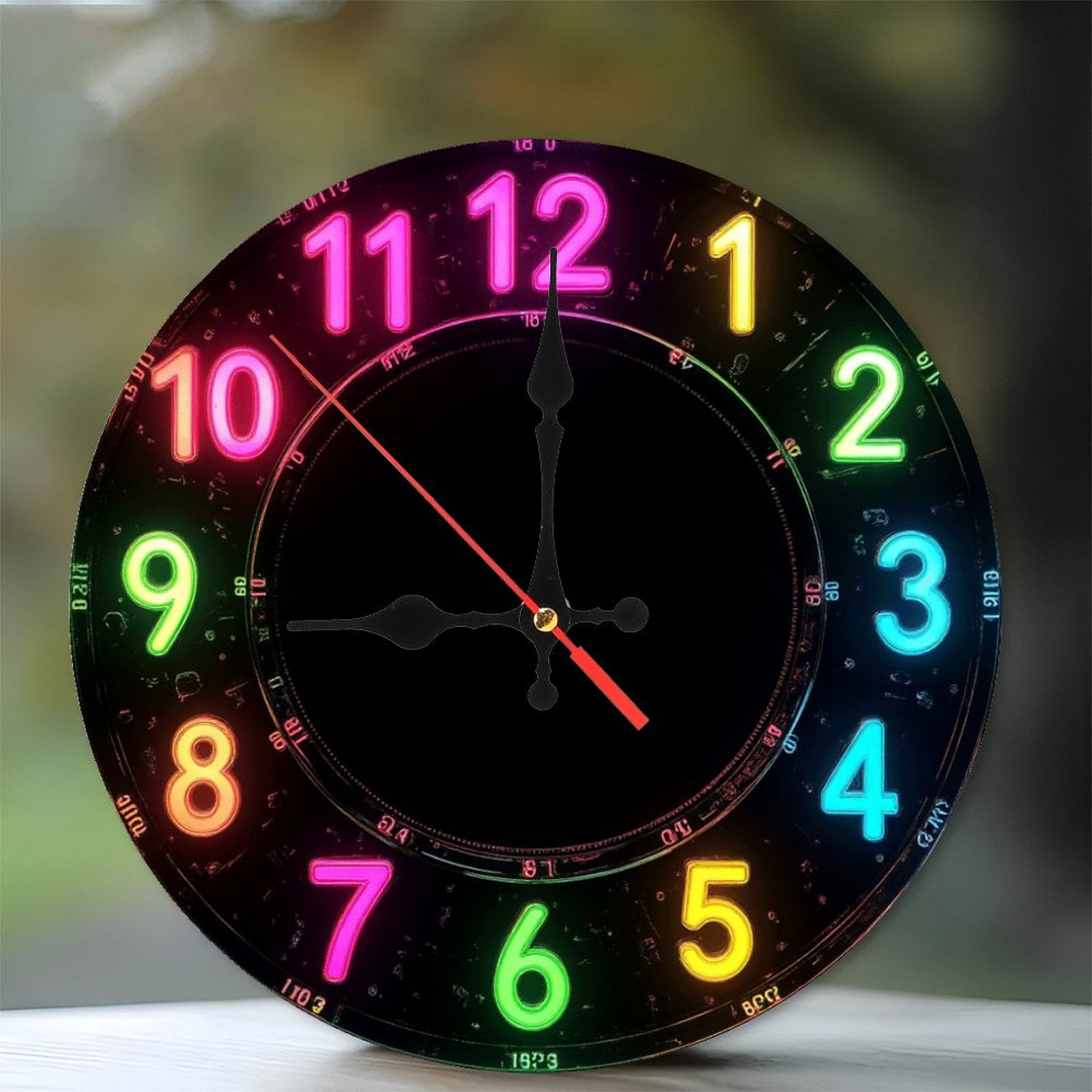 Colorful LED Wall Clock with Large Numbers And Timer 10-Inch Silent ...
