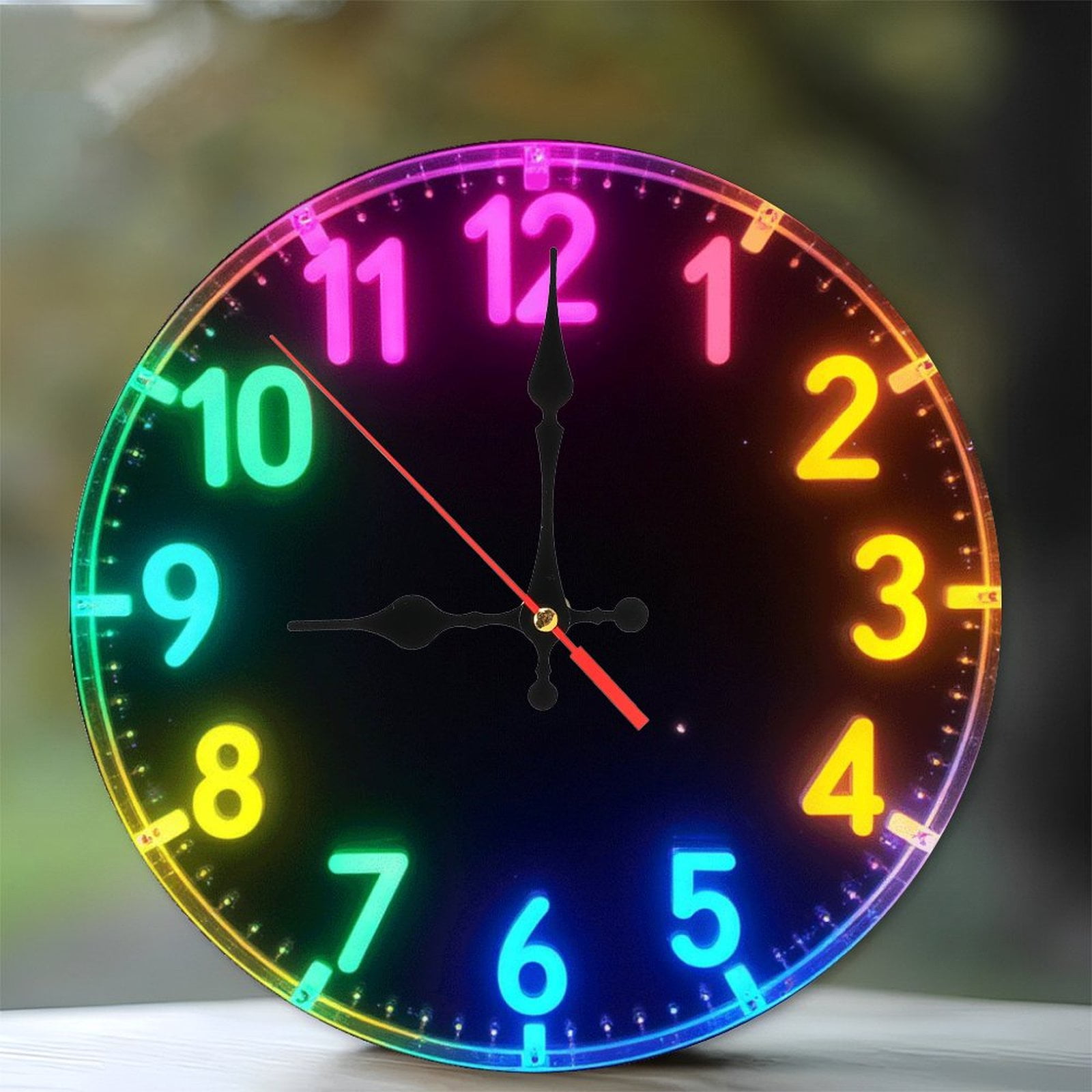 Colorful LED Wall Clock with Silent Quartz Movement 10-Inch Silent ...