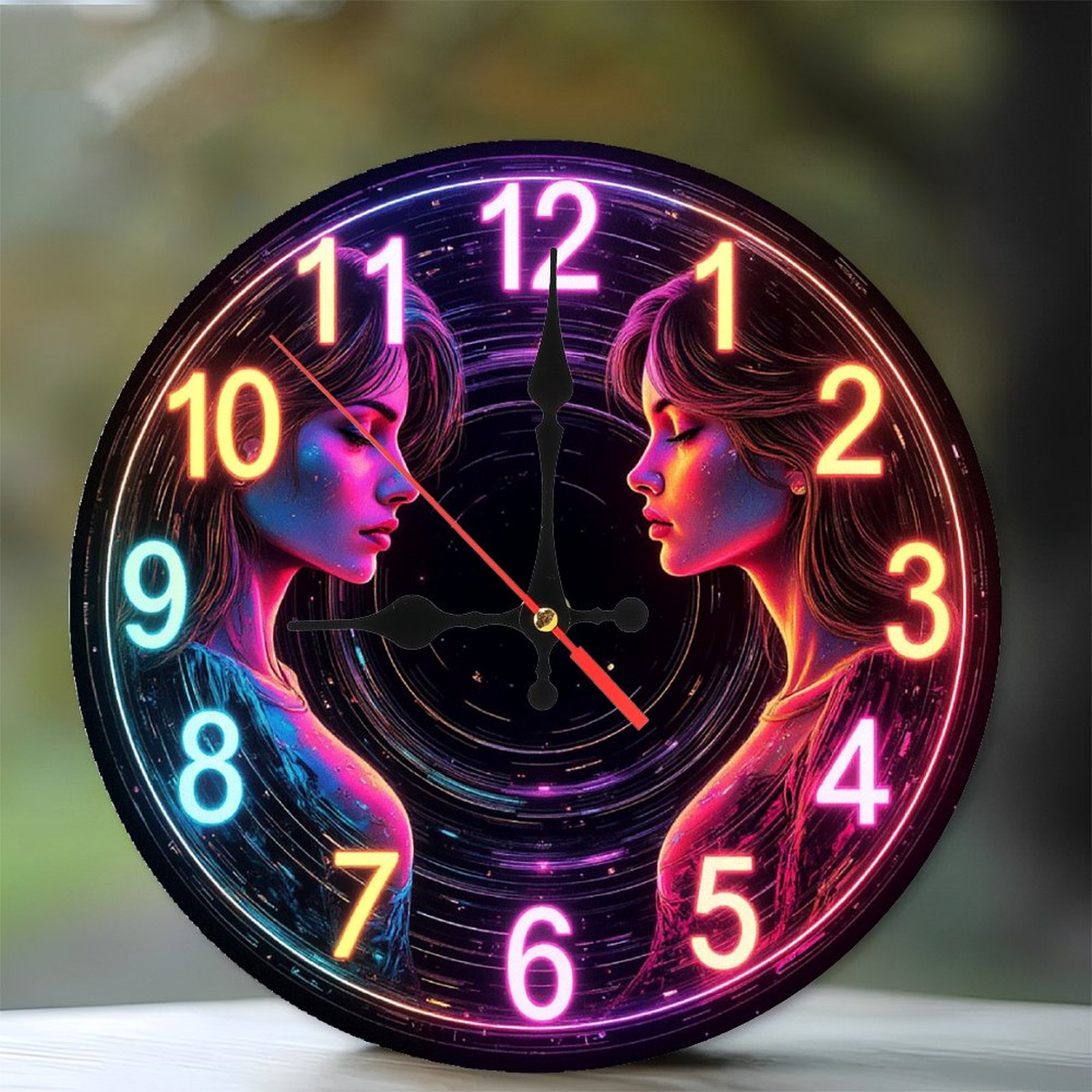 Colorful LED Wall Clock with Unique Design And Features 10-Inch Silent ...
