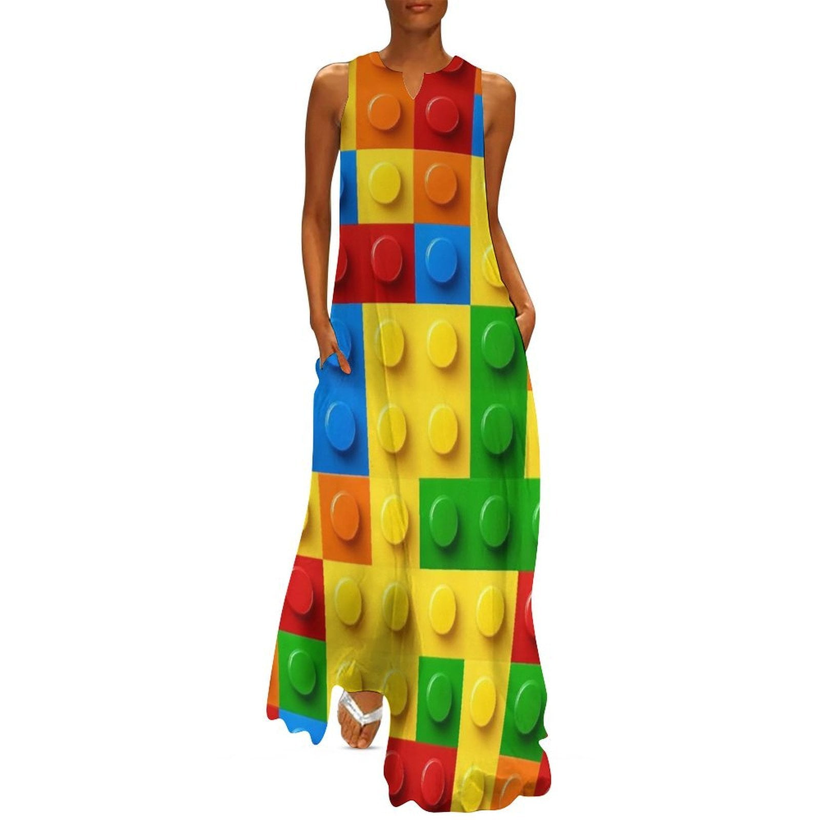 Colorful LEGO Tiles Pattern Long Dress dress women summer dress for ...