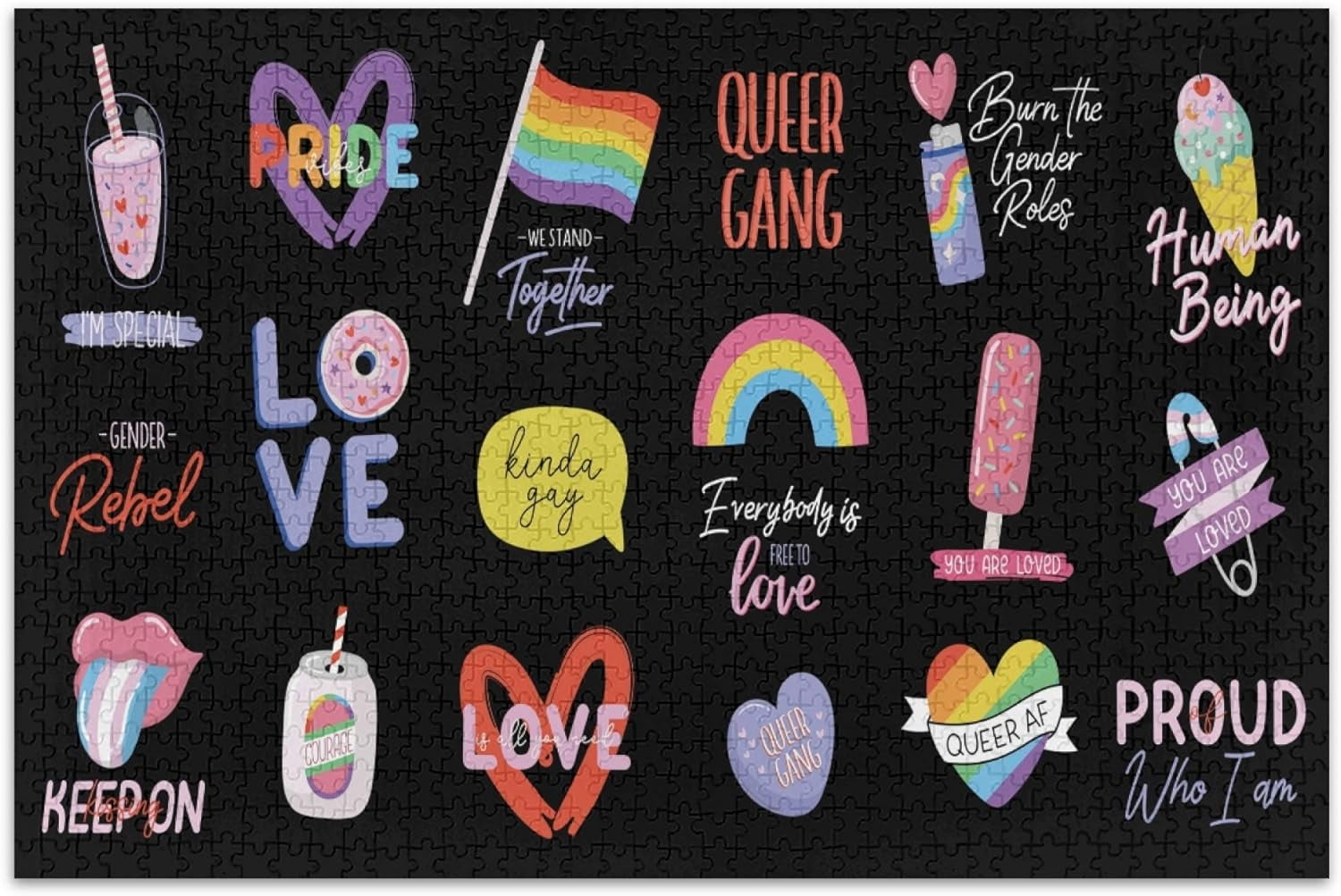 Colorful LGBTQ Pride Symbols Set Jigsaw Puzzle 500 Pieces, Intellectual ...