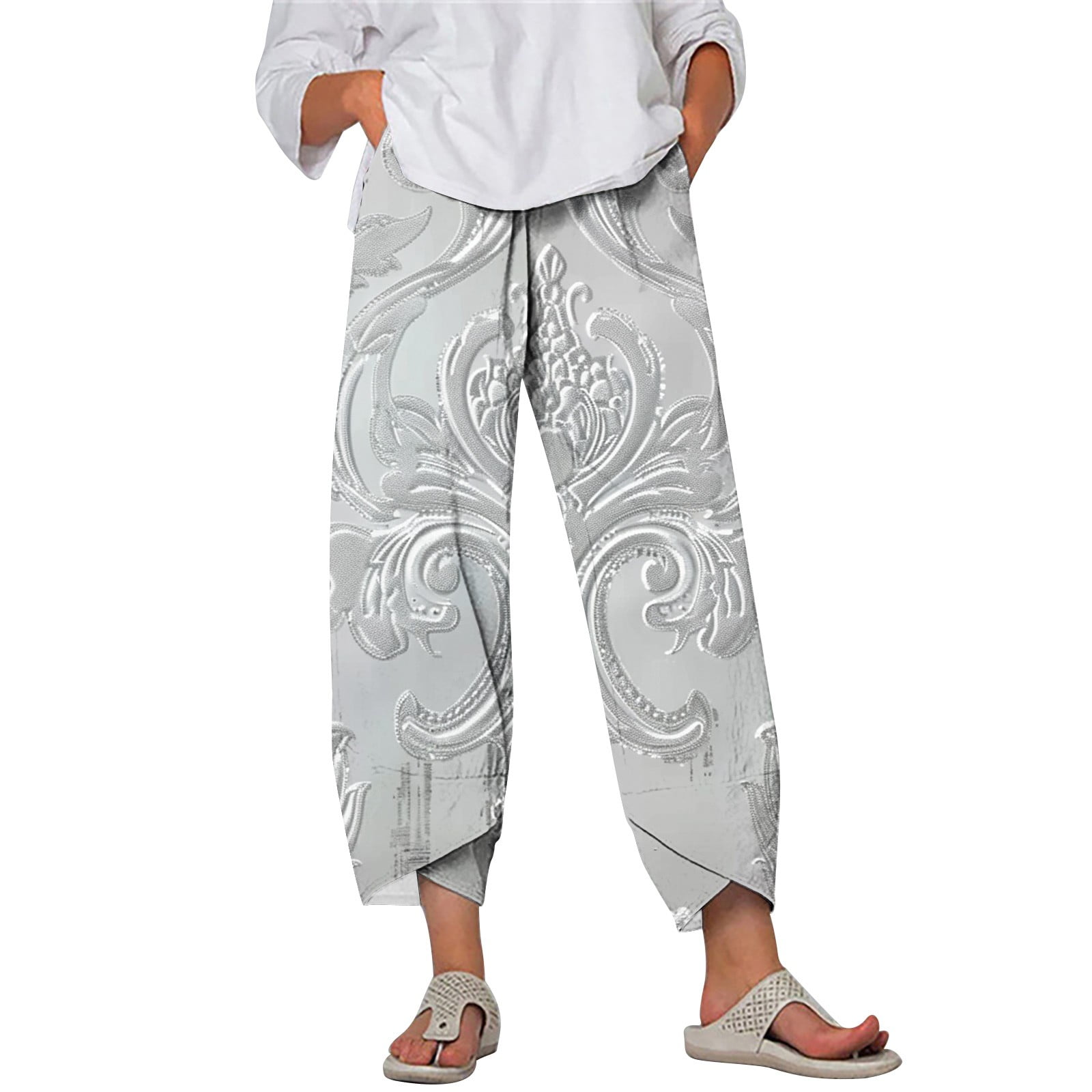 Colorful Ladies Floral Graphic Loose Fit Pants for Women Brunch ...