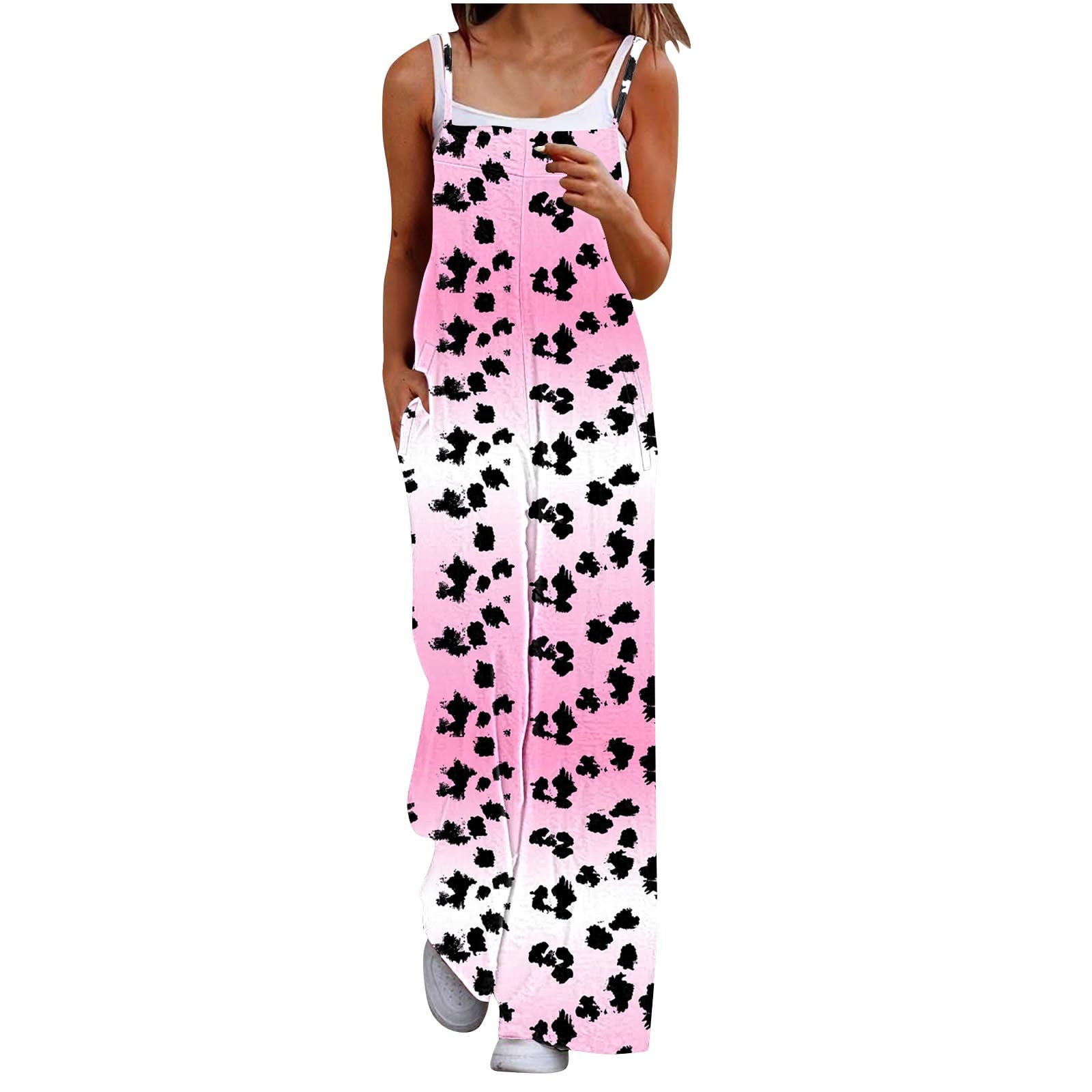 Colorful Ladies Jumpsuits Gradient Floral Loose Fit Jumpsuits Pants ...