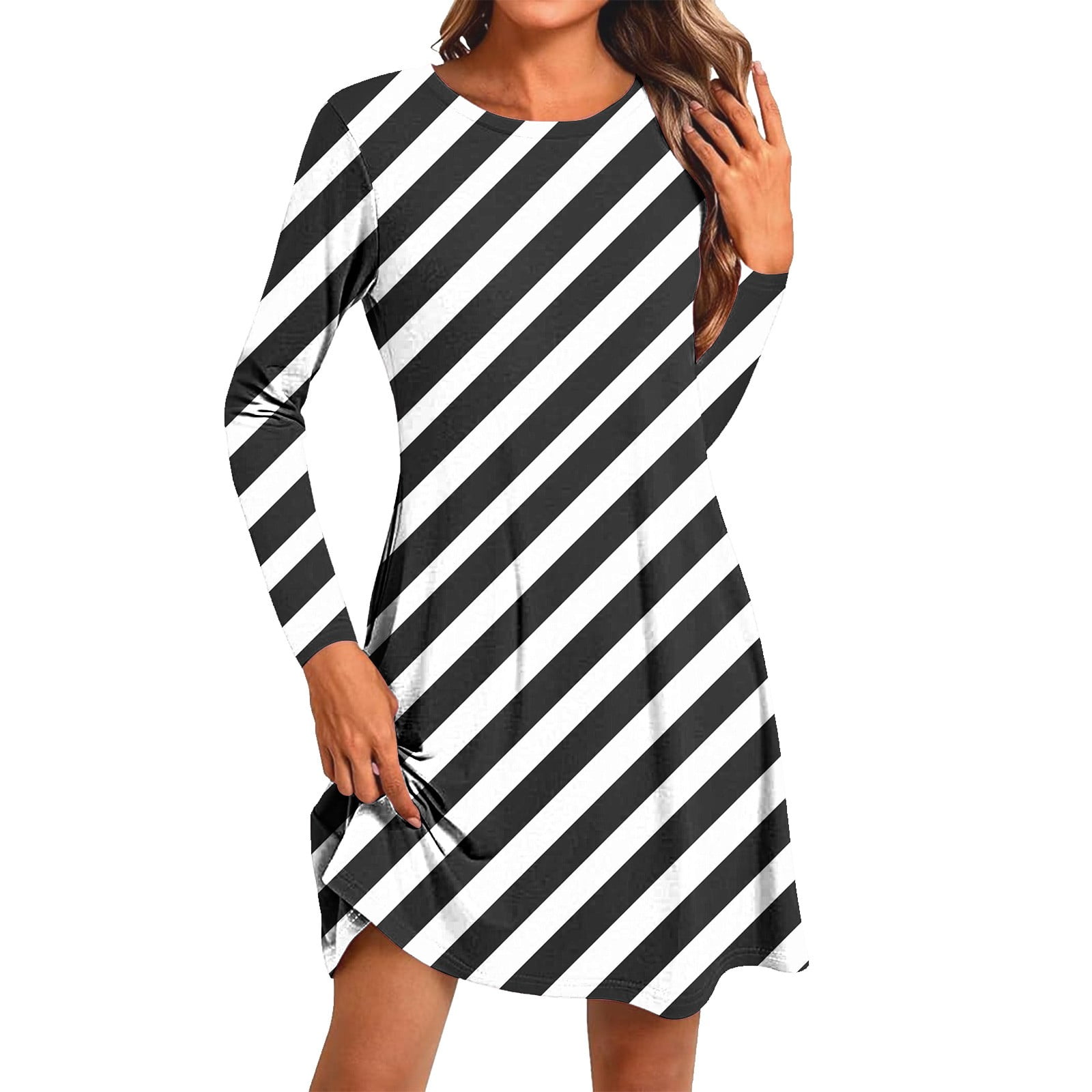 Colorful Ladies Long Sleeve Dresses Loose Fit Dresses for Women ...